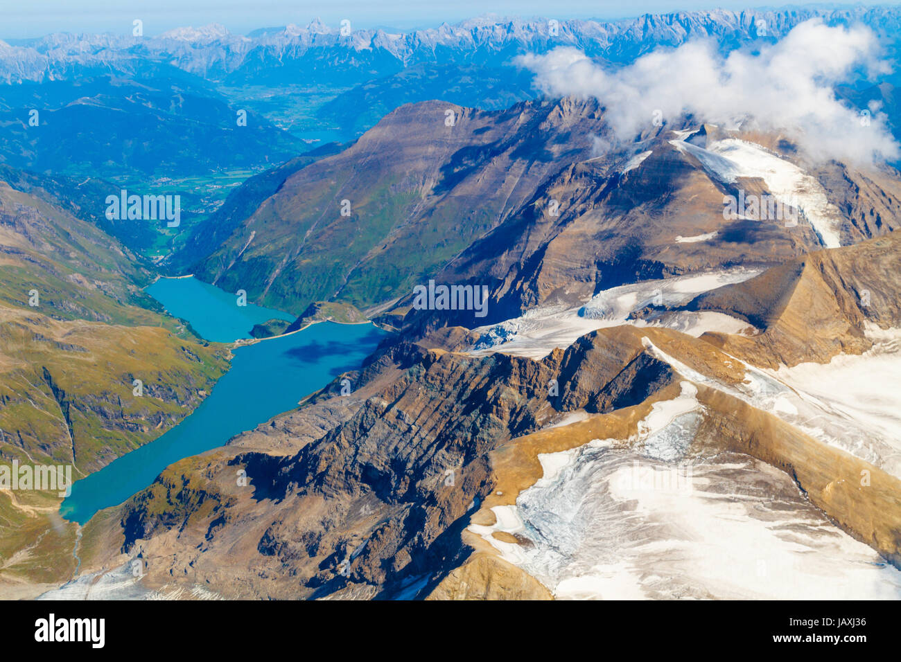 Stausee Kaprun und Umgebung Großglockner Bergkette Luftaufnahme ...