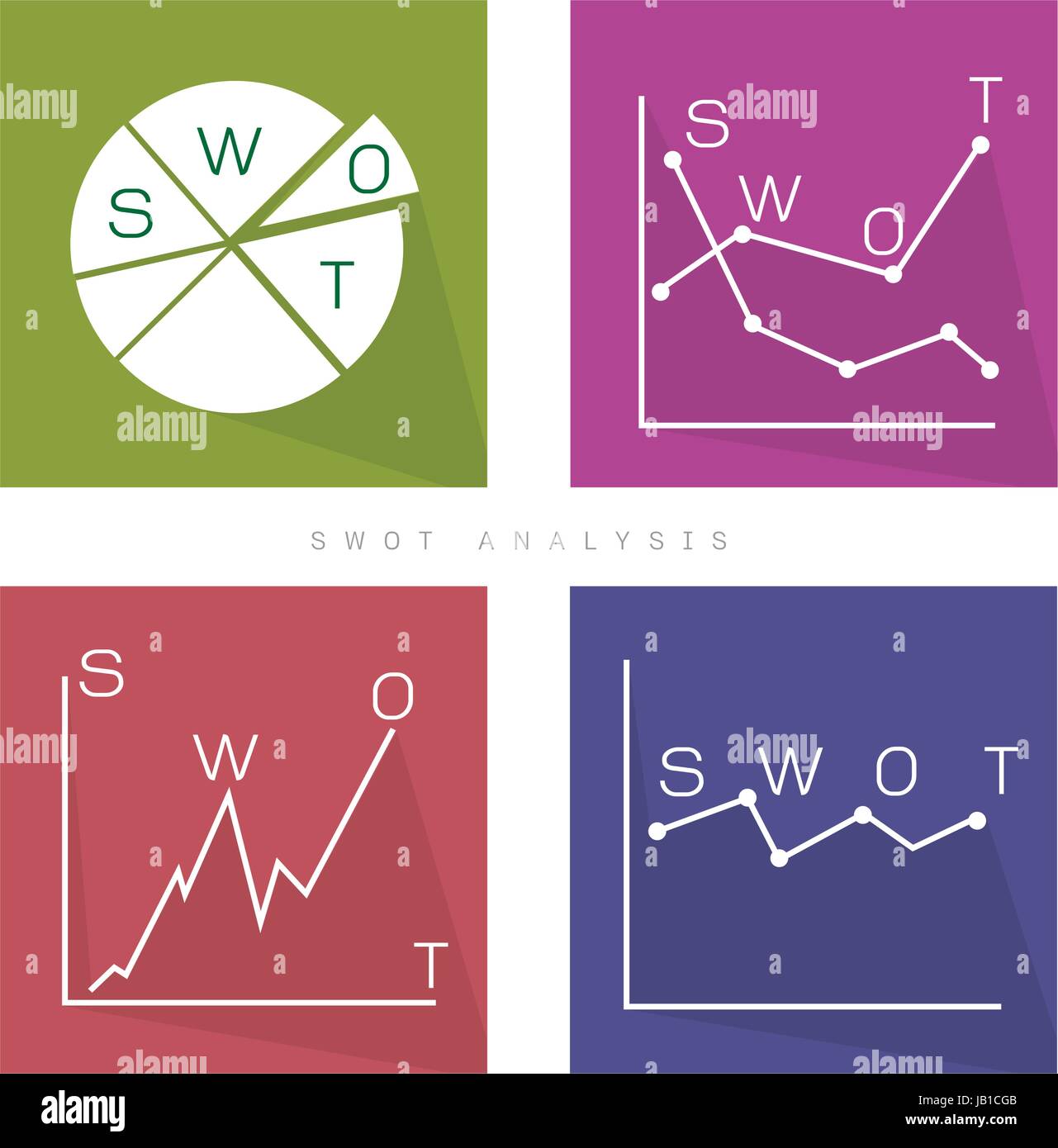 Business-Grafik und Diagramm-Satz von SWOT-Analyse-Matrix eine ...