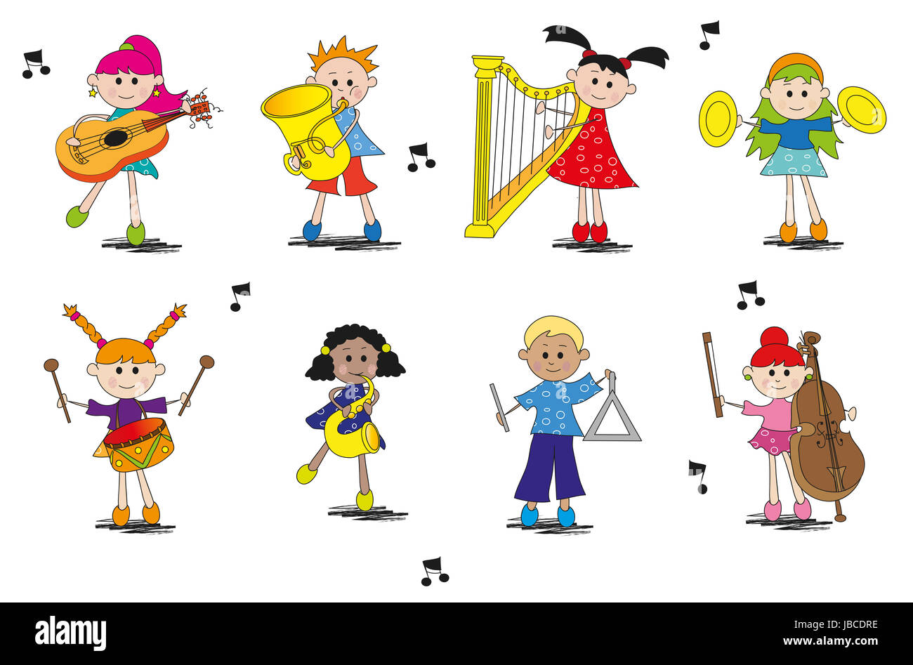 Clipart Orchestra Bambini Happy Kids Playing Musical Instruments