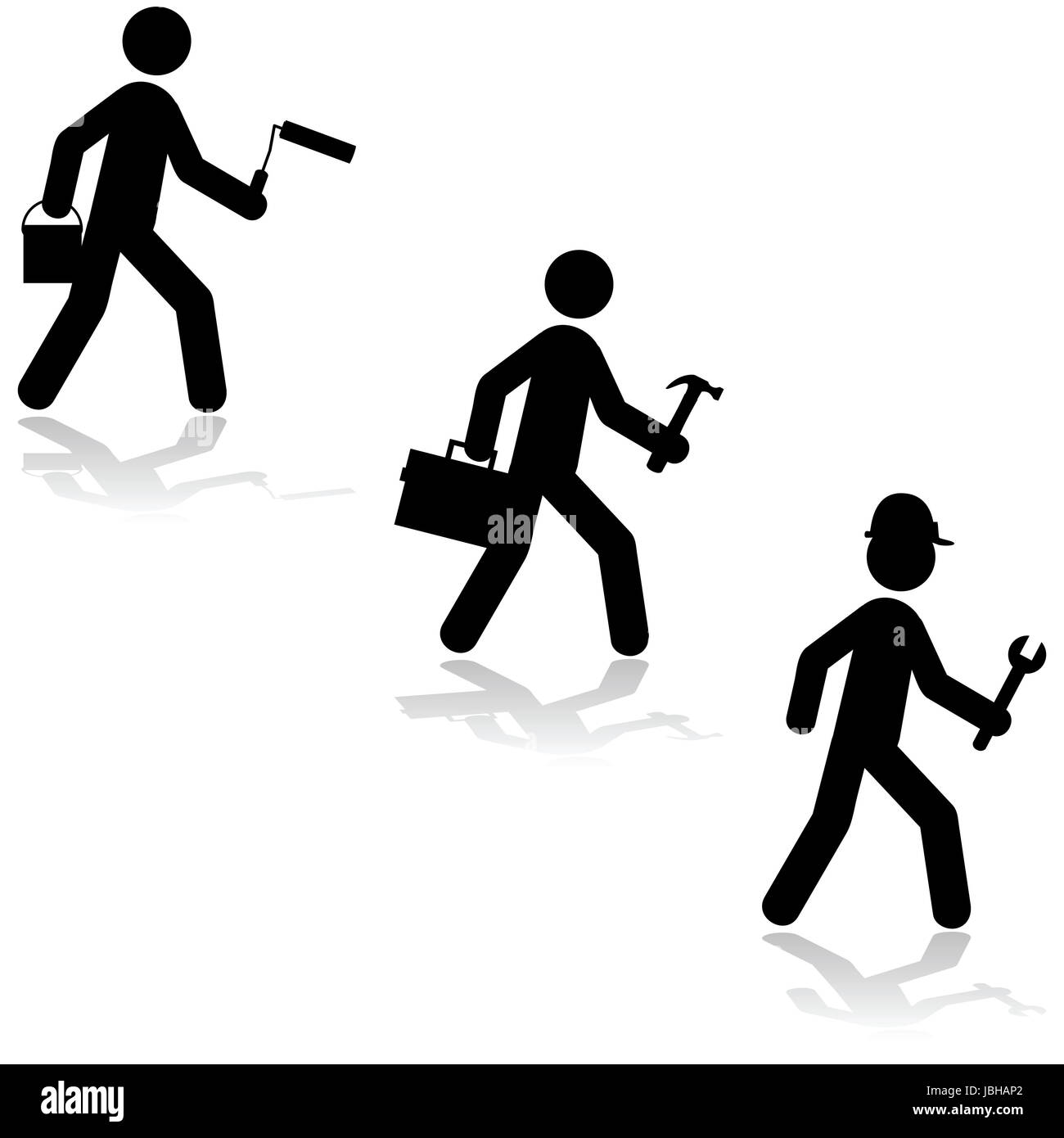 Symbol-Darstellung festlegen, zeigt eine Gruppe von Handwerker tragen ...