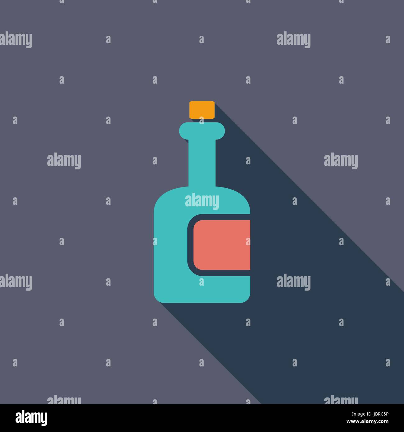 Flasche-Symbol. Flache Vektor zugehörige Symbol mit langen Schatten für ...