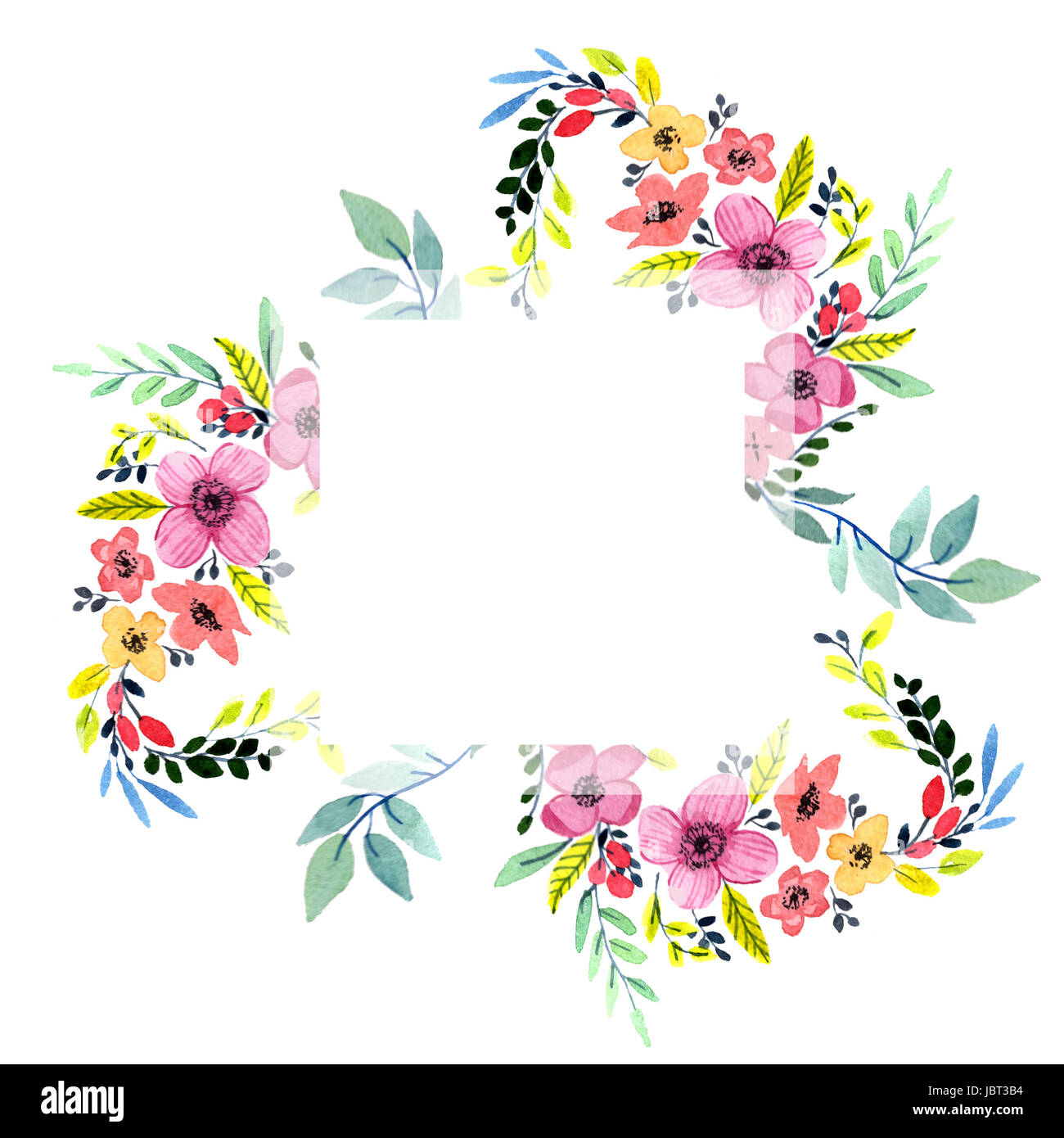 Wildflower Blumenrahmen im Aquarell-Stil isoliert. Aquarell ...