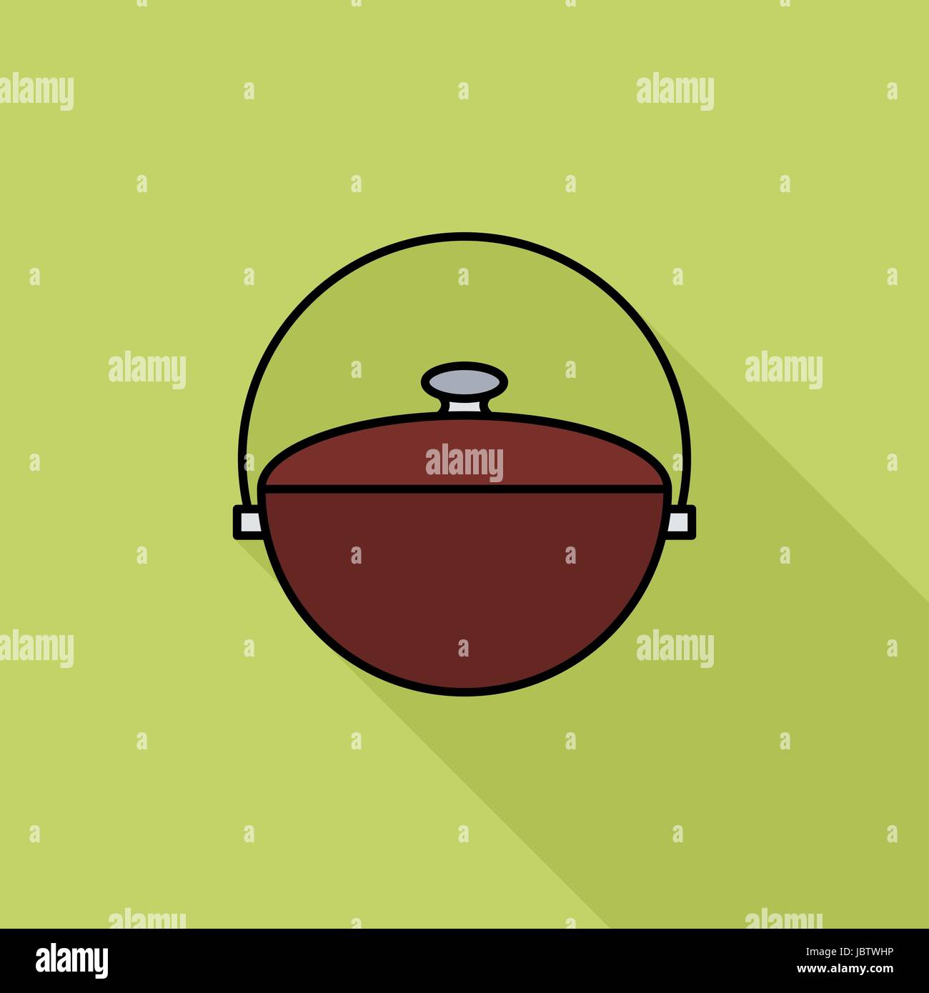 Topf-Symbol. Flache Vektor zugehörige Symbol mit langen Schatten für ...
