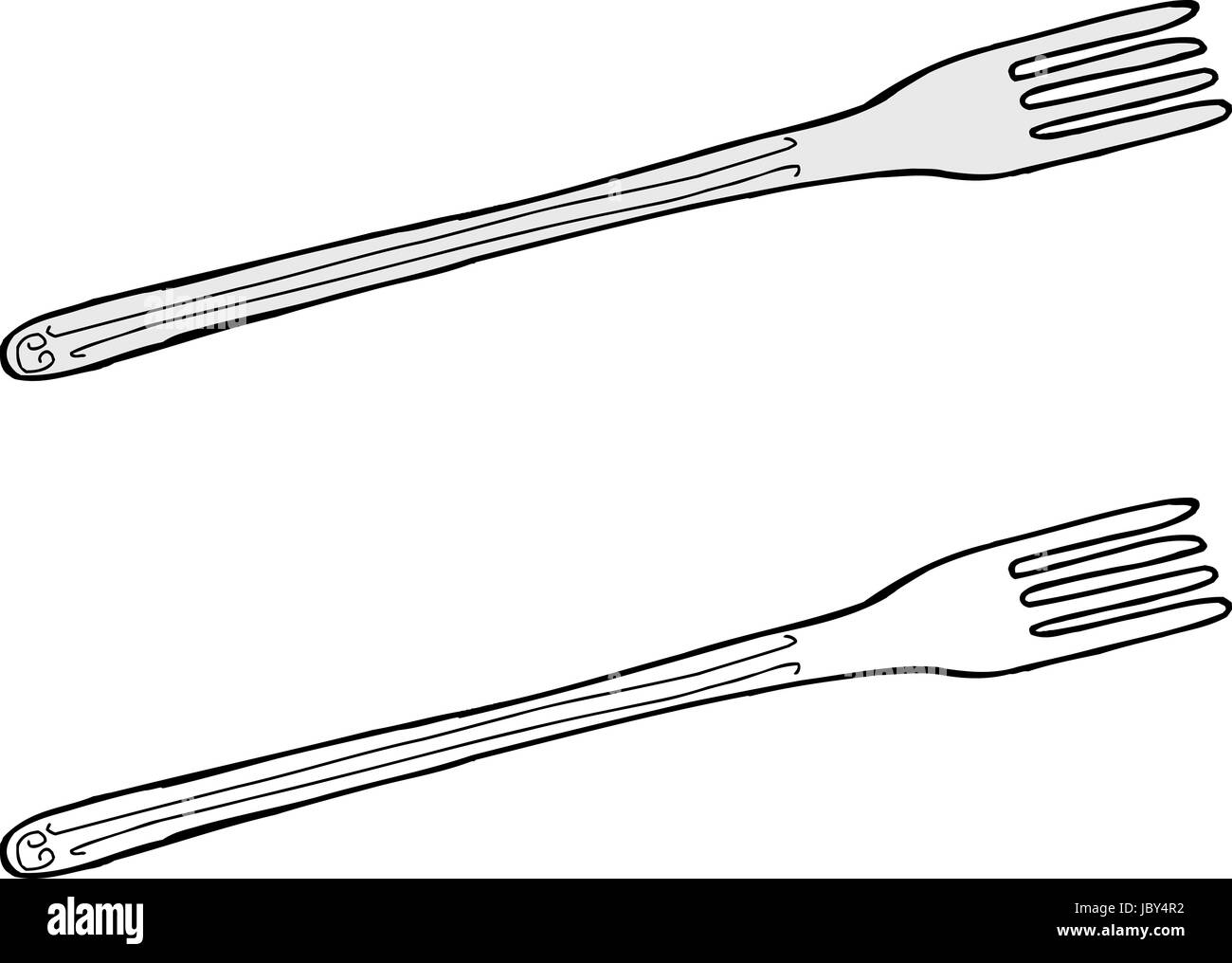 Cartoon fork Schwarzweiß-Stockfotos und -bilder - Alamy