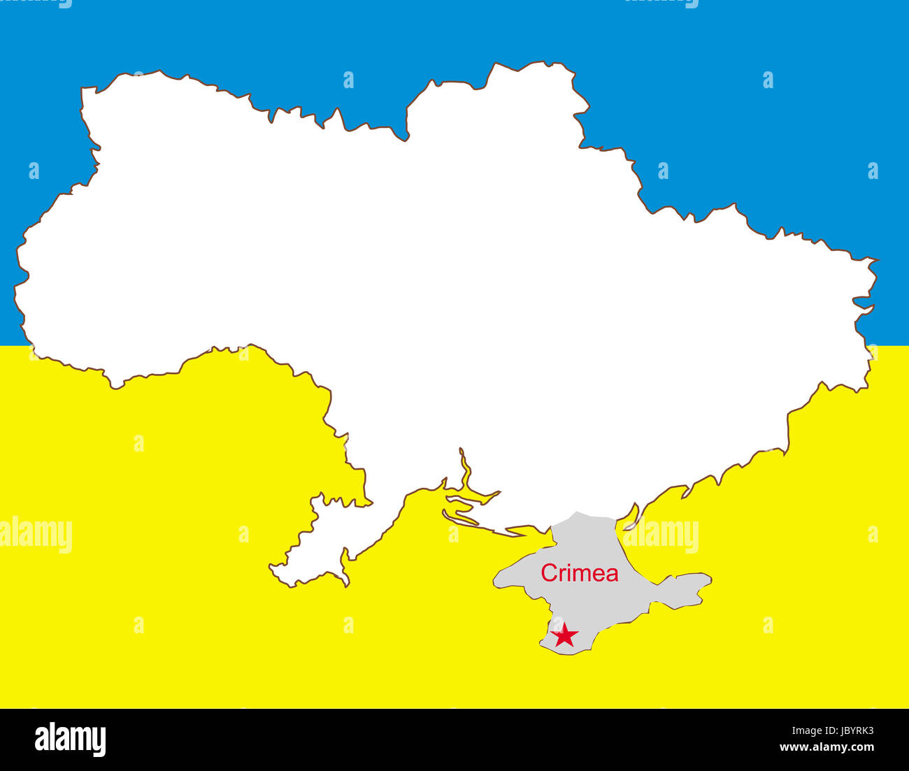 Ukraine Vektorkarte mit der Halbinsel Krim hervorgehoben ...