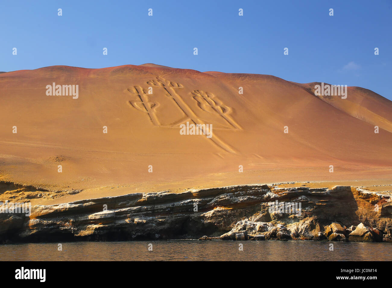 Kandelaber der Anden in Peru Pisco Bay. Kandelaber ist einer bekannten ...
