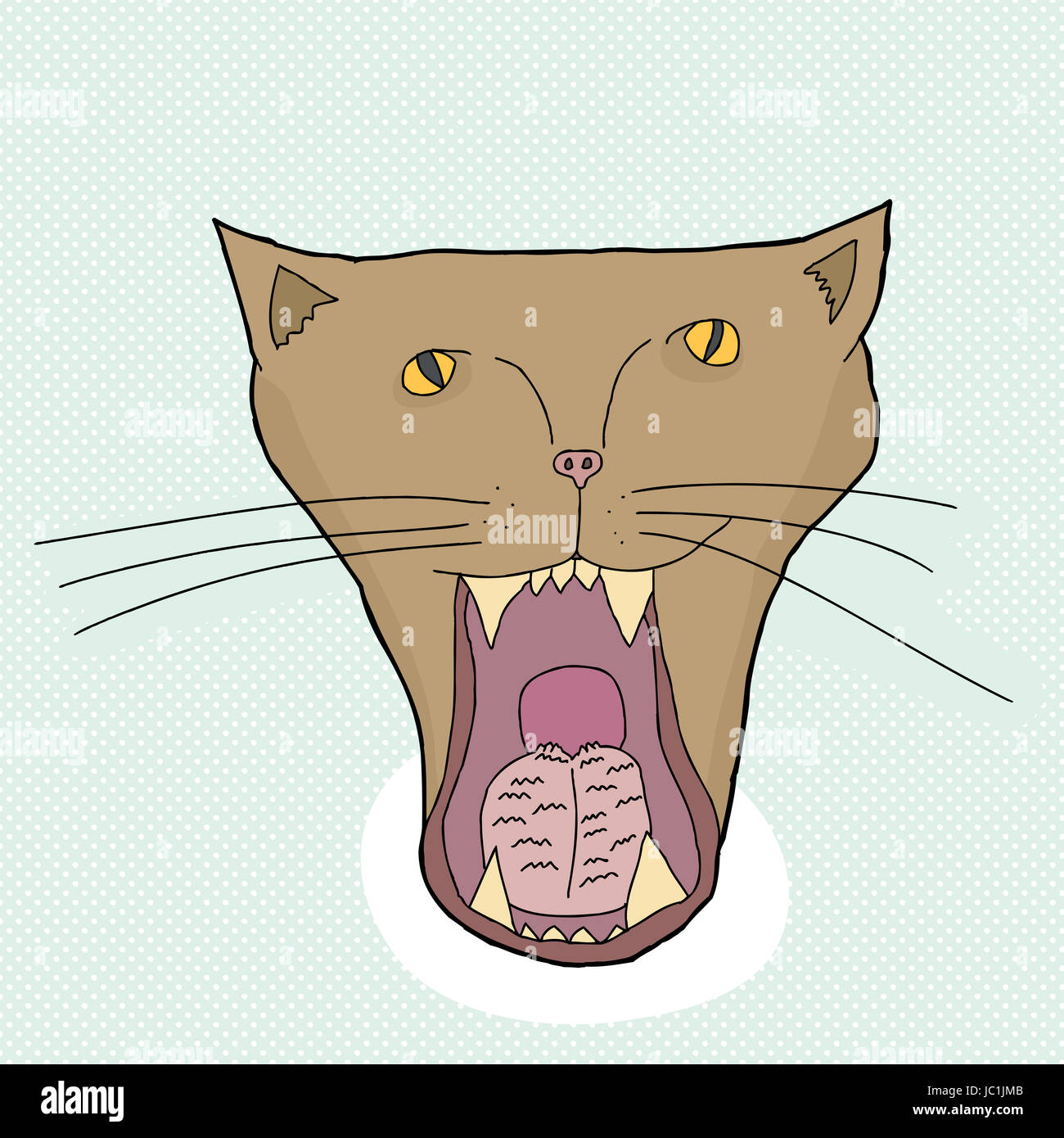 Cartoon-Katze mit offenem Mund und raue Zunge Stockfotografie - Alamy