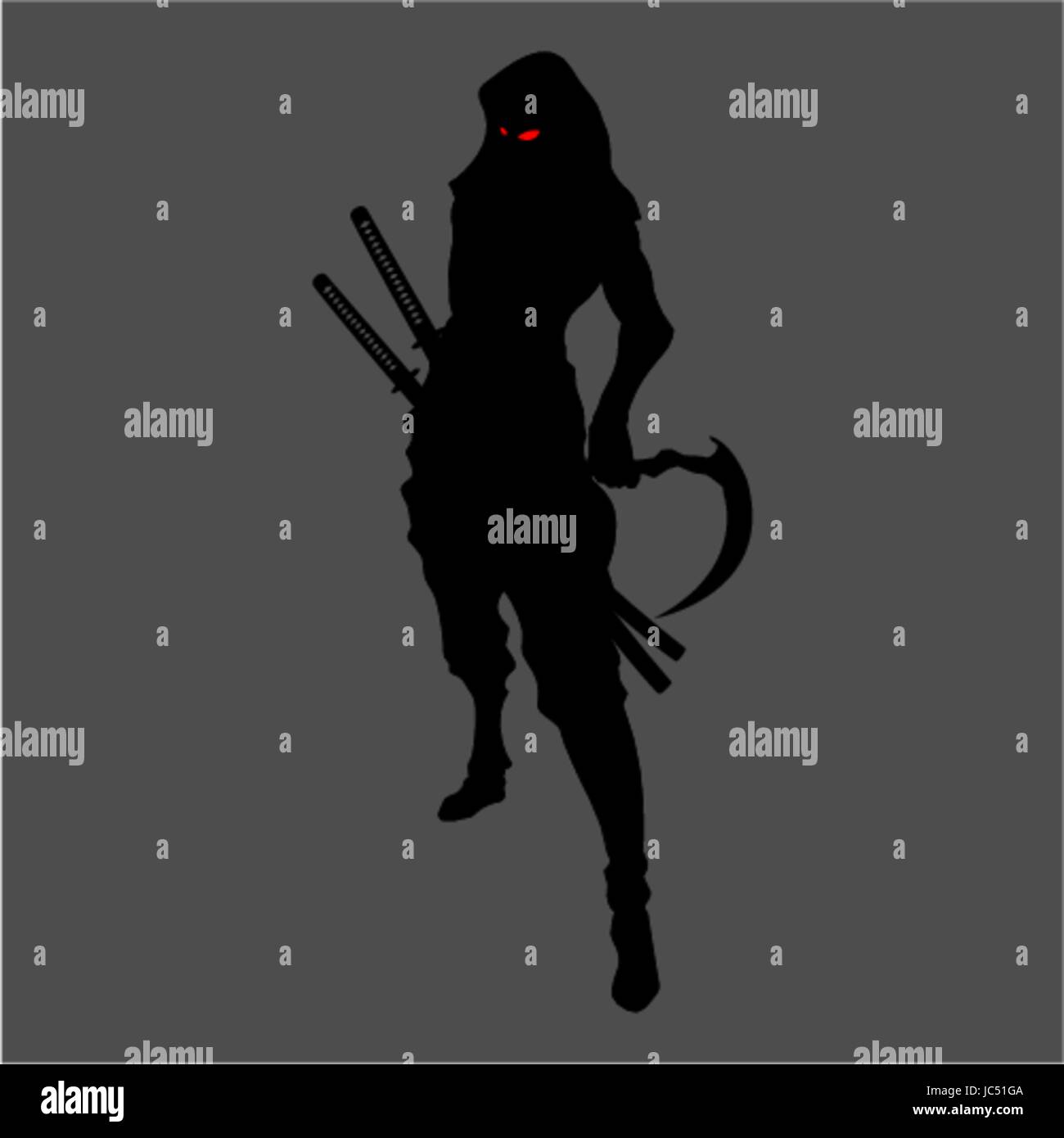 Ninja Samurai Assassin Schatten Shinobi Silhouette Katana Schwert Waffe ...
