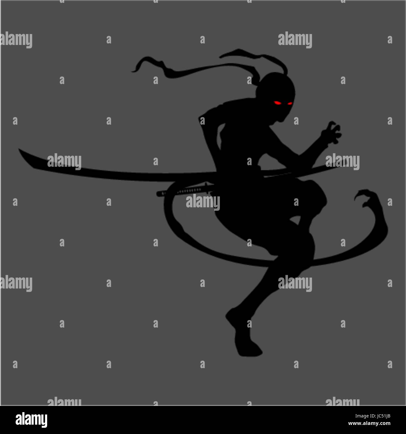 Ninja Samurai Assassin Schatten Shinobi Silhouette Katana Schwert Waffe ...