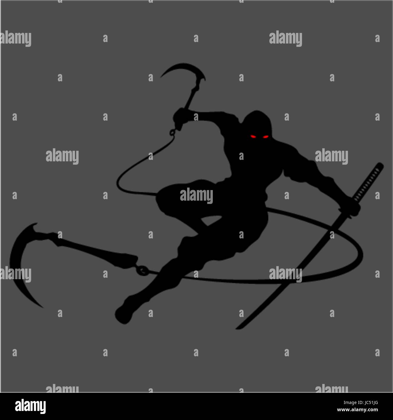 Ninja Samurai Assassin Schatten Shinobi Silhouette Katana Schwert Waffe ...