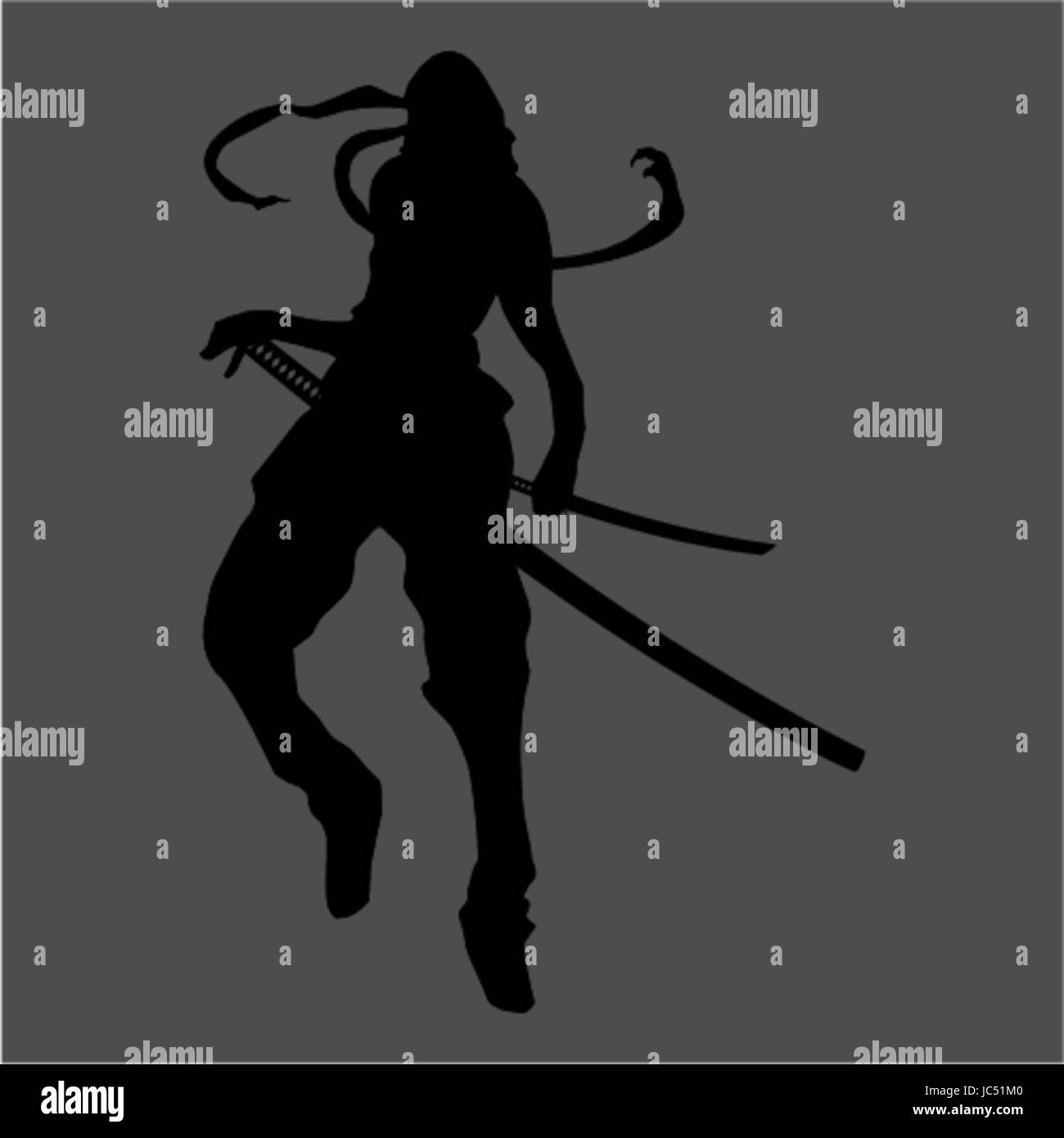Ninja Samurai Assassin Schatten Shinobi Silhouette Katana Schwert Waffe ...