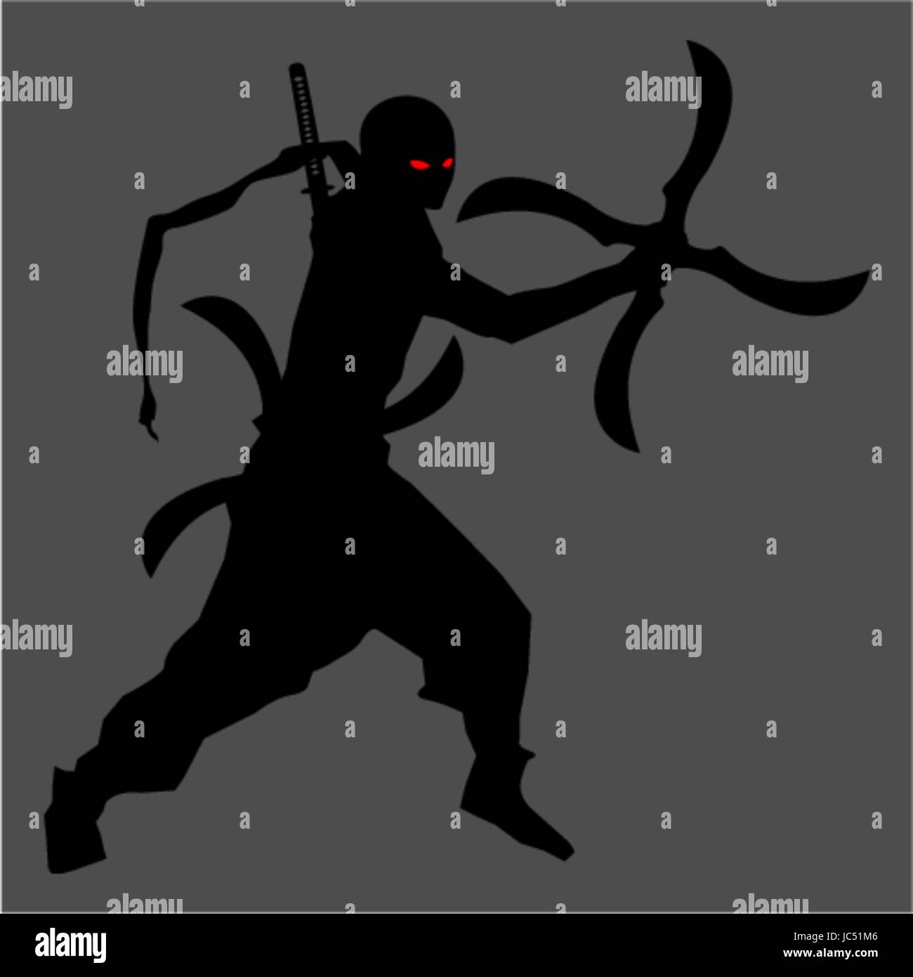 Ninja Samurai Assassin Schatten Shinobi Silhouette Katana Schwert Waffe ...