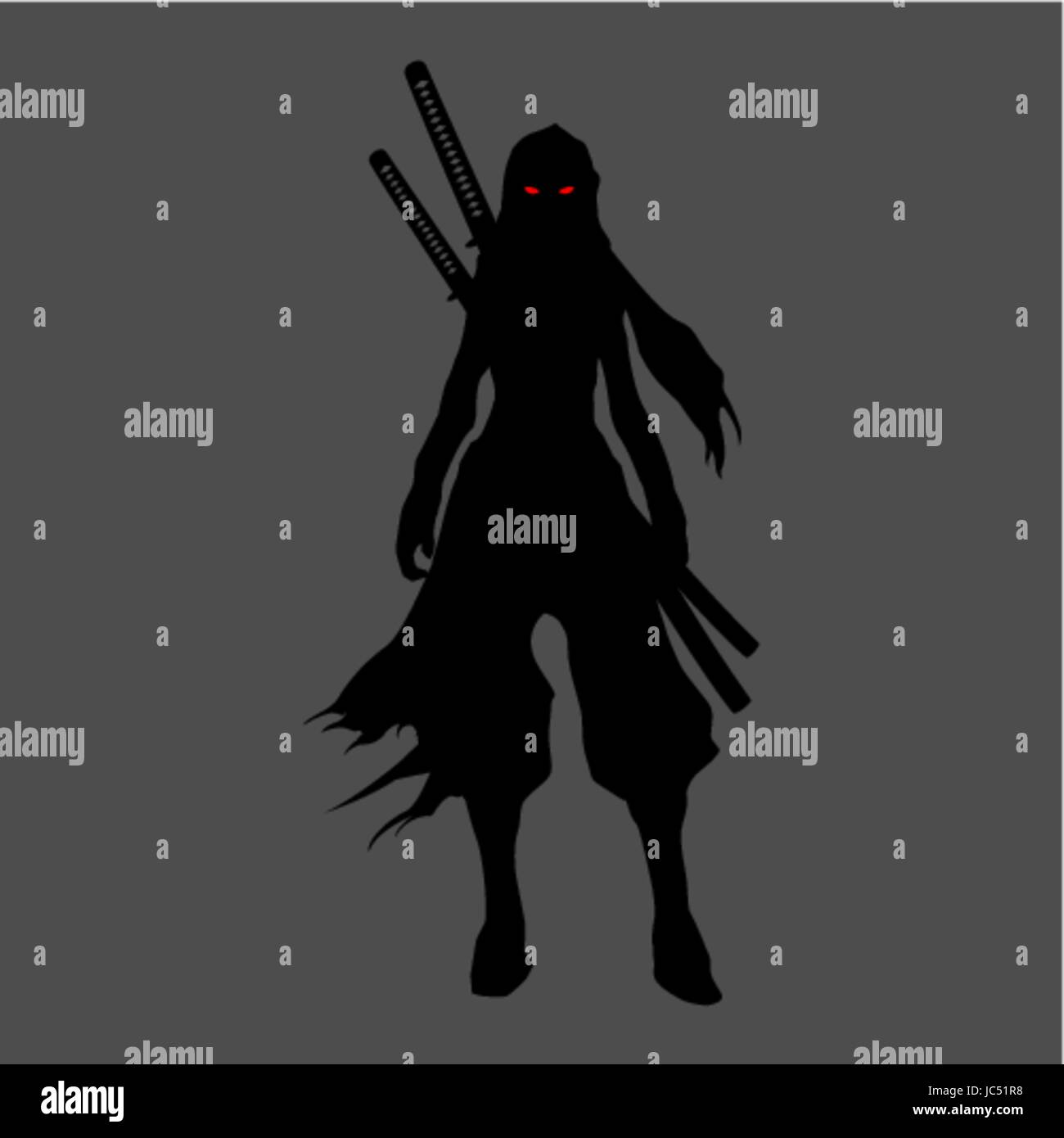 Ninja Samurai Assassin Schatten Shinobi Silhouette Katana Schwert Waffe ...