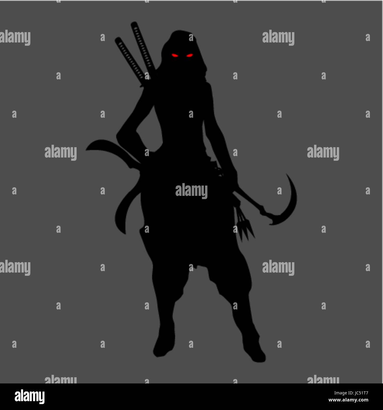 Ninja Samurai Assassin Schatten Shinobi Silhouette Katana Schwert Waffe ...