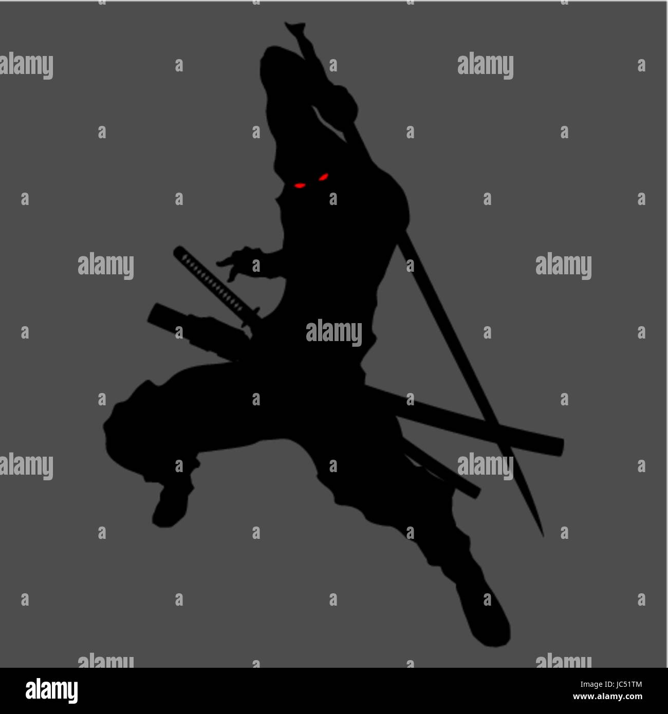 Ninja Samurai Assassin Schatten Shinobi Silhouette Katana Schwert Waffe ...