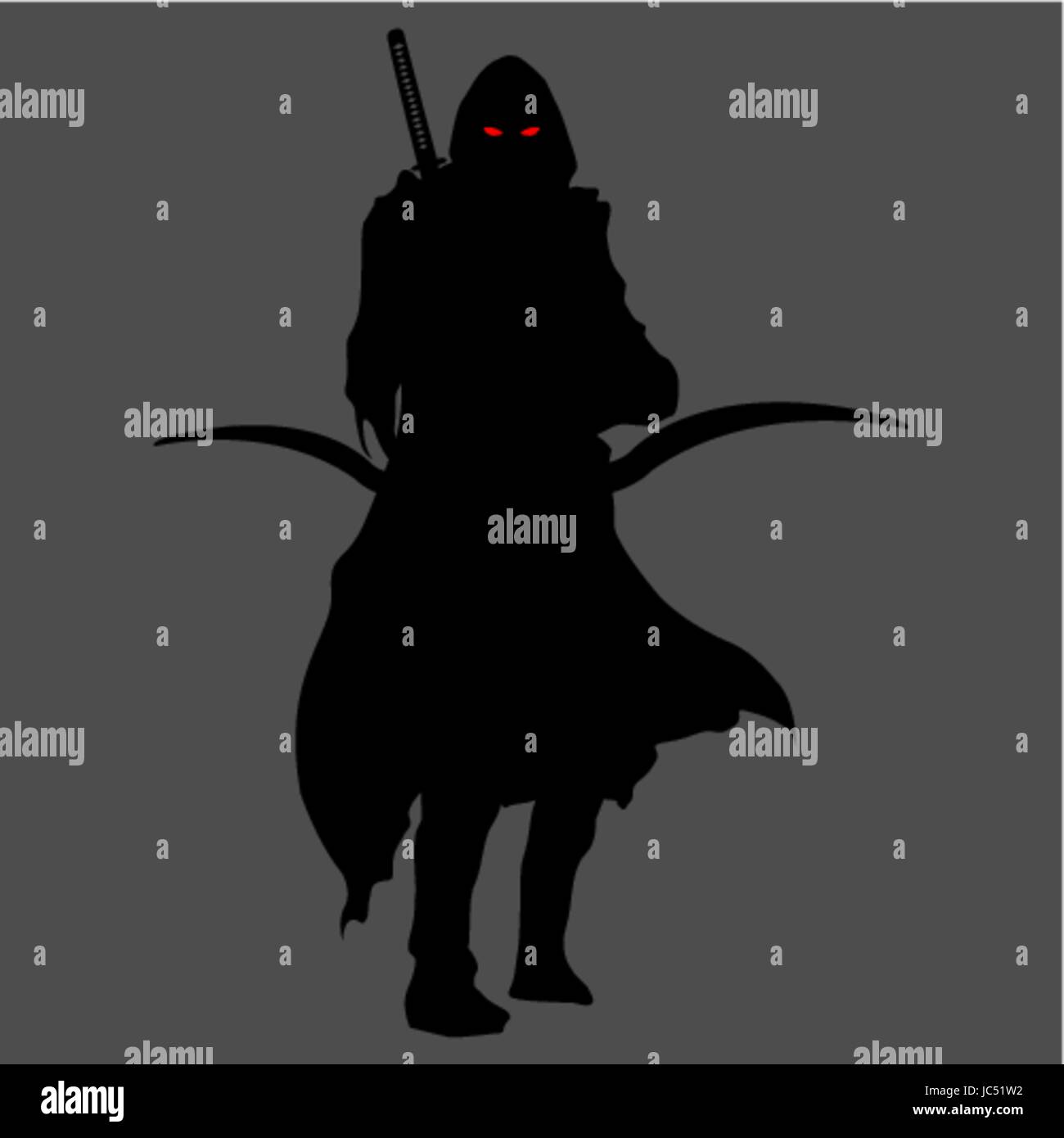Ninja Samurai Assassin Schatten Shinobi Silhouette Katana Schwert Waffe ...