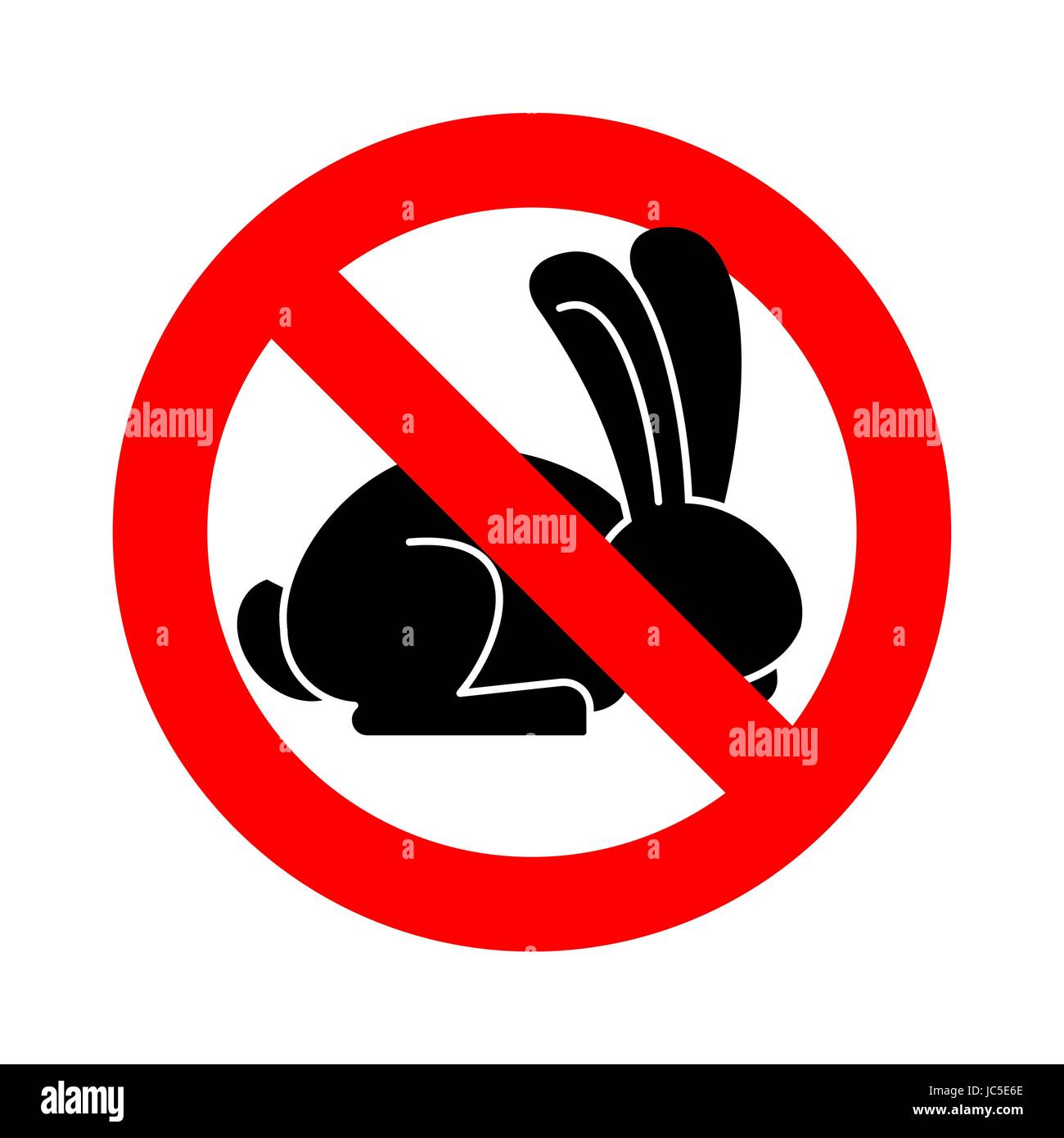 Kaninchen zu stoppen. Ban Bunny Hase ist verboten. Roten Verbots-Schild ...