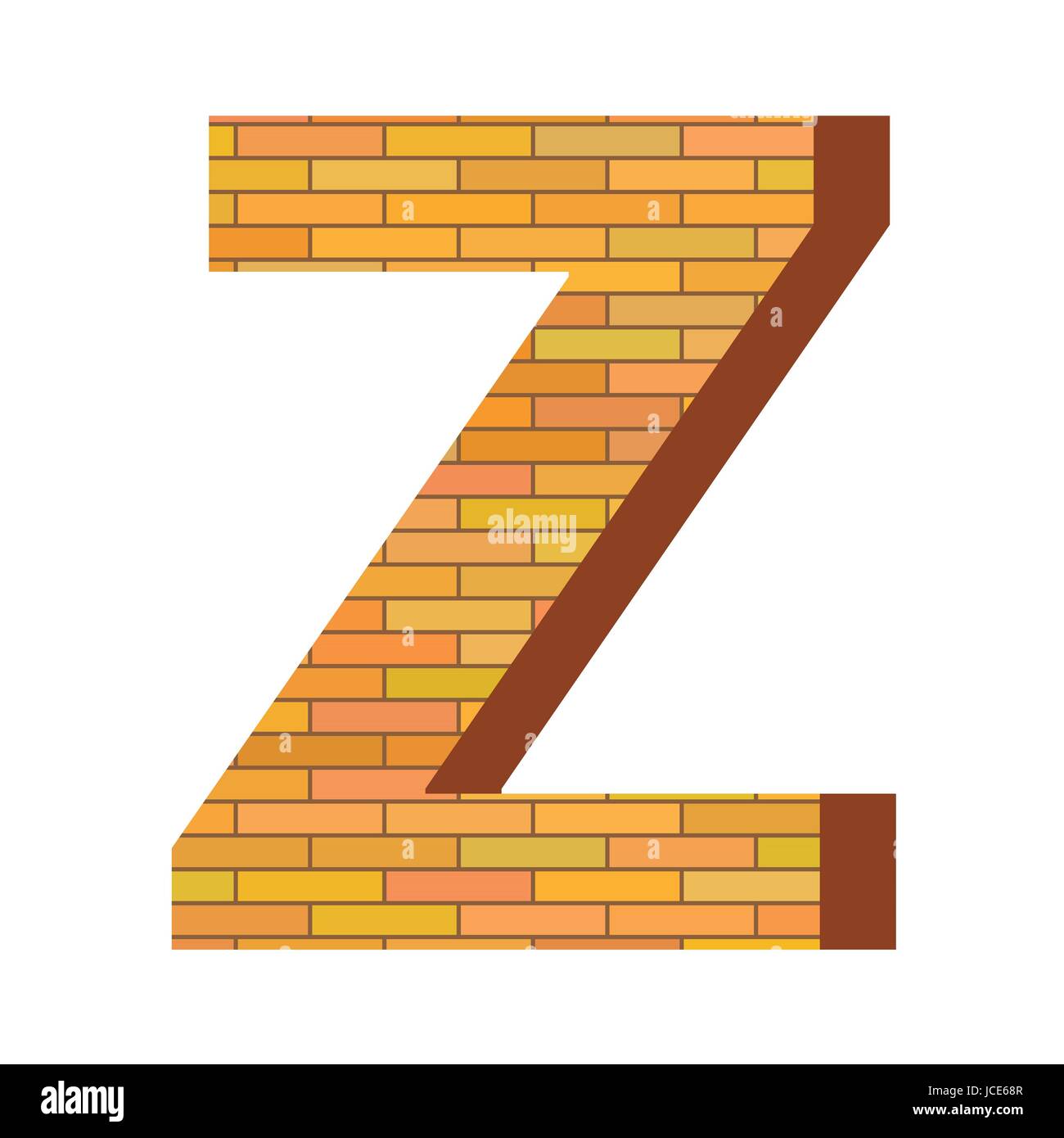 Bunte Illustrationen mit Ziegel Buchstaben Z auf weißem Hintergrund ...