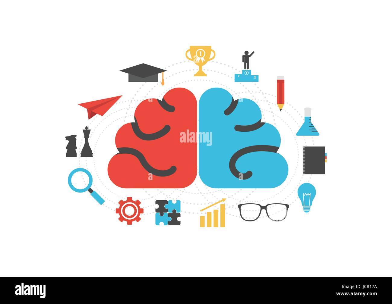 Gehirn mit Symbol, denken Konzept, isoliert auf weißem Hintergrund ...