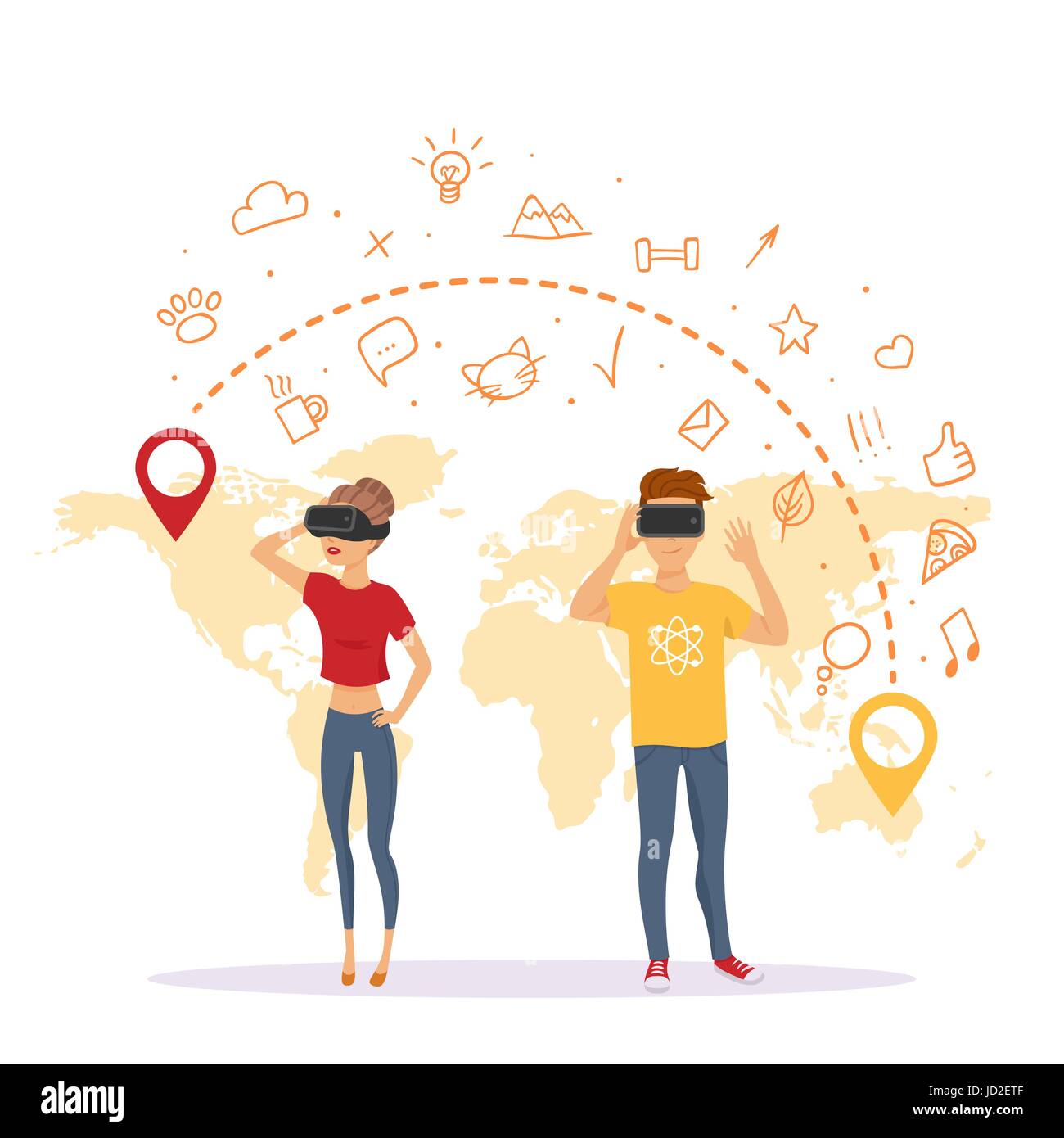 Vector Illustration Hintergrund mit Comic-Figuren, Mann und Frau mit ...