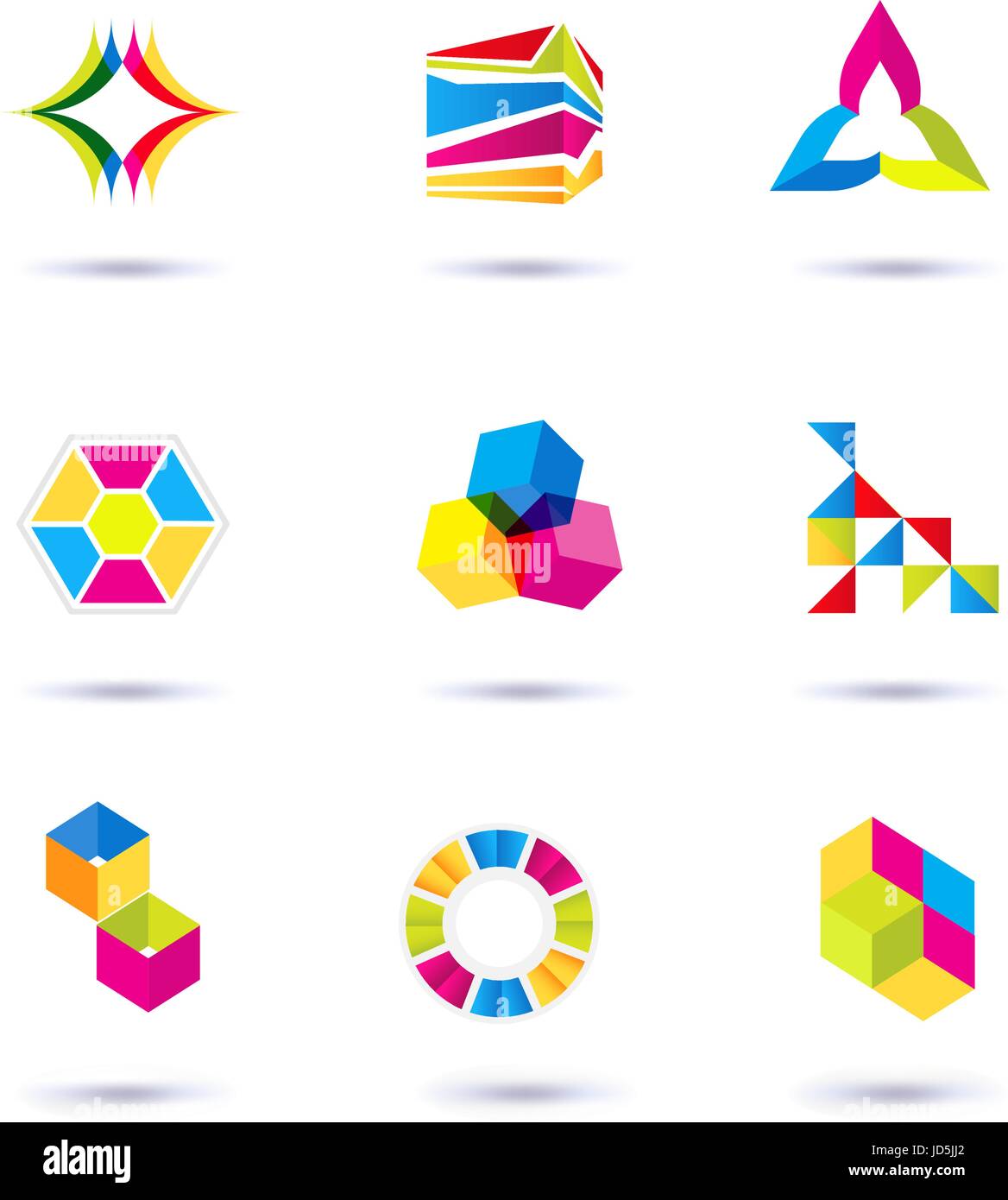 Satz von Symbol und Formen. Trendige Icons und Logos. Geschäft Zeichen ...