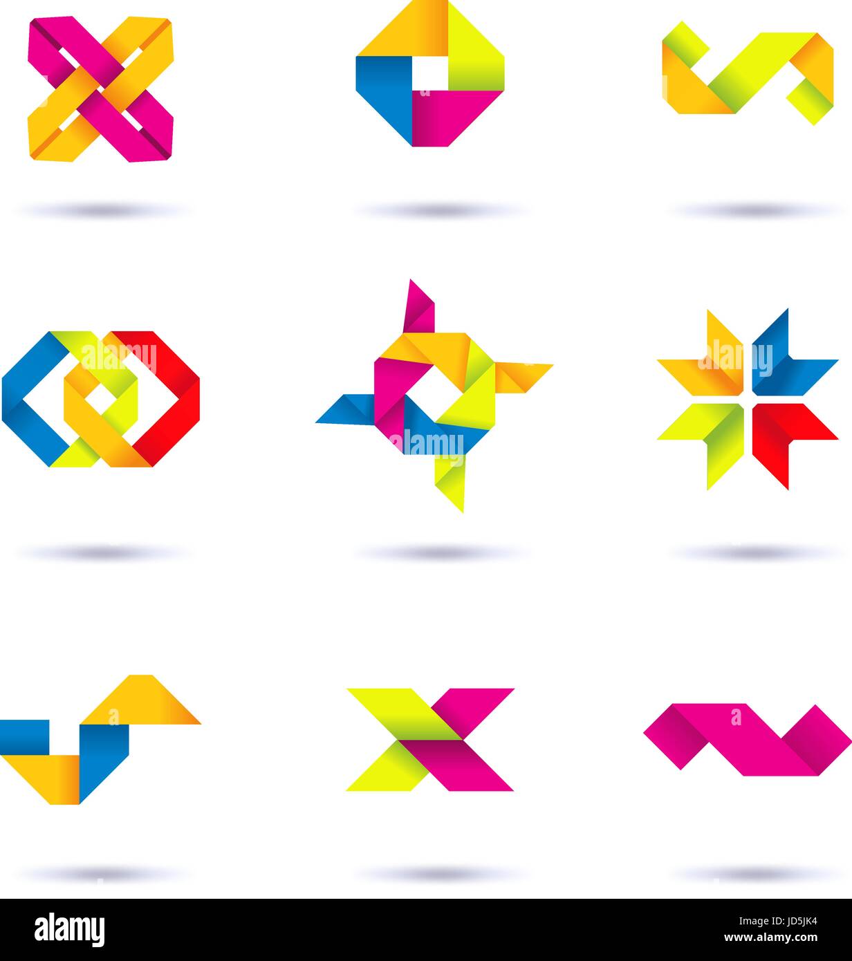 Satz von Symbol und Formen. Trendige Icons und Logos. Geschäft Zeichen ...