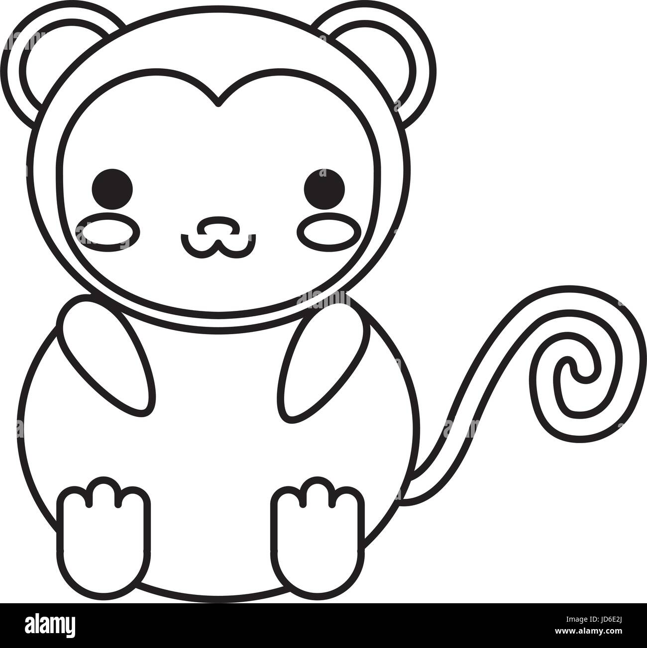 Kawaii Affe Symbol auf weißem Hintergrund-Vektor-illustration Stock ...