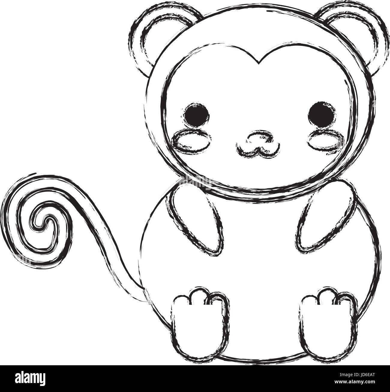 Kawaii Affe Symbol auf weißem Hintergrund-Vektor-illustration Stock ...