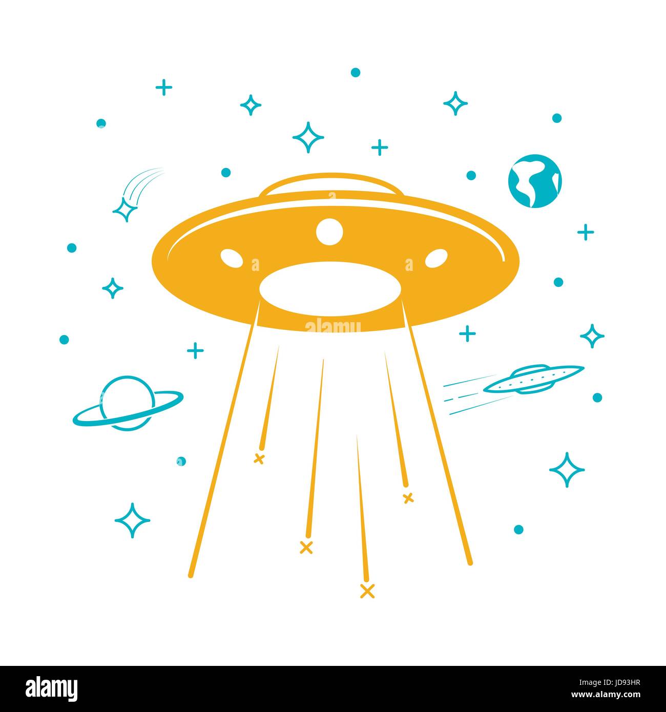 UFO-Symbol in den Sternenhimmel. Symbol in der linearen Stil Stock ...