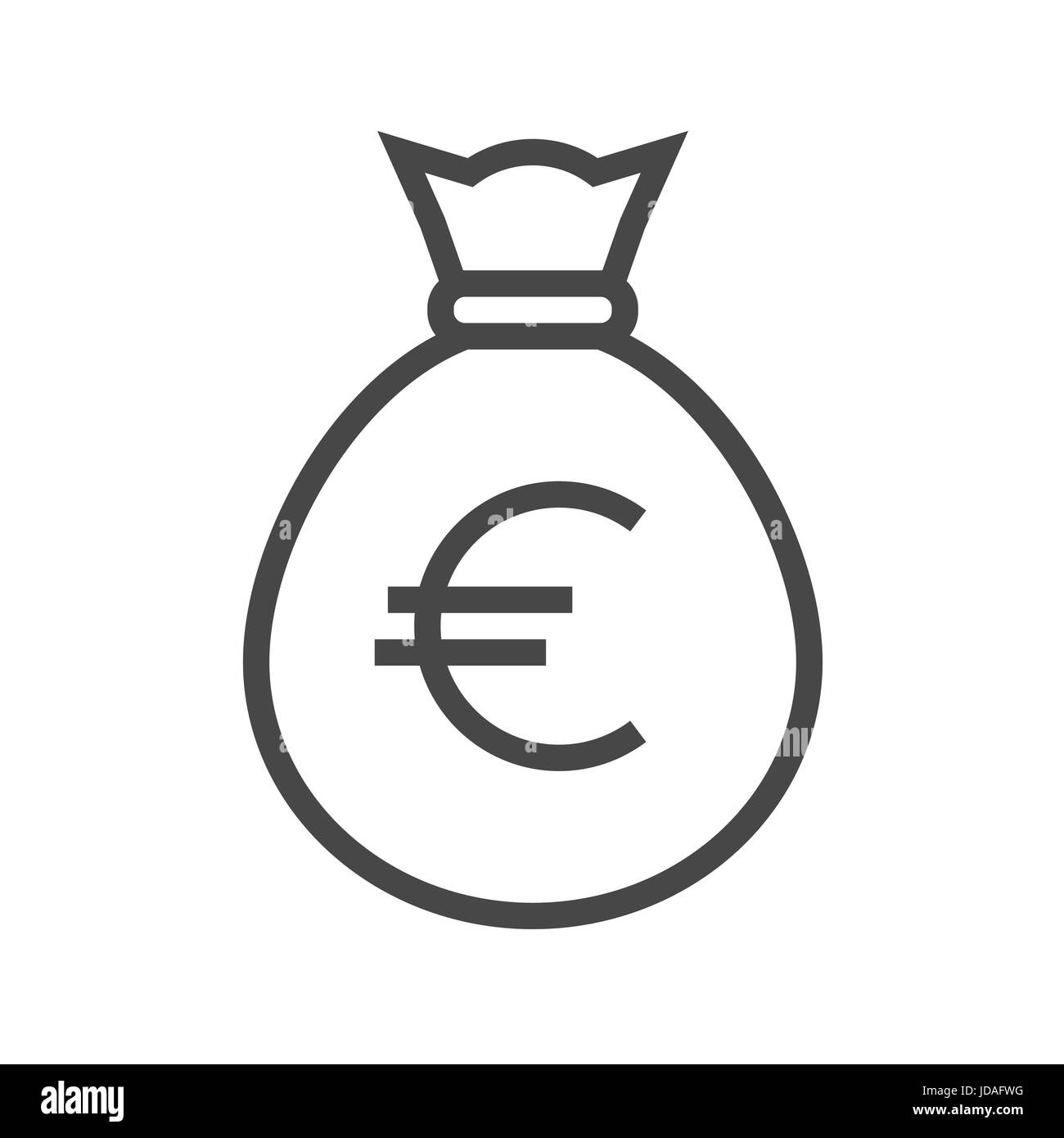 Geldsack mit Euro dünne Linie Vektor Icon. Flach-Symbol auf dem weißen ...