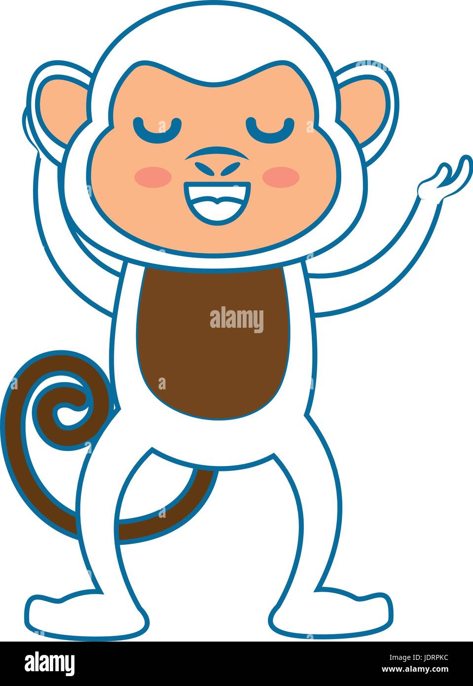 Kawaii Affe Tier Symbol auf weißem Hintergrund-bunte Design-Vektor ...