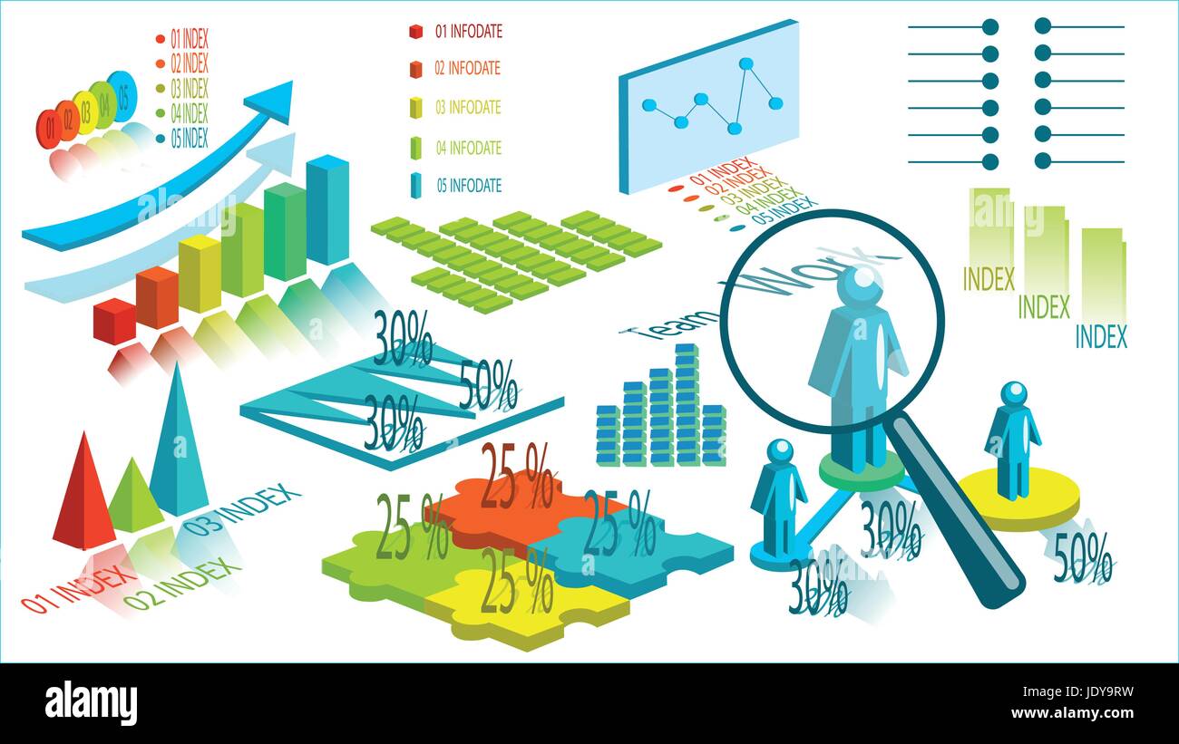 Set mit Infografiken. Visualisierung von Daten und Informationen ...