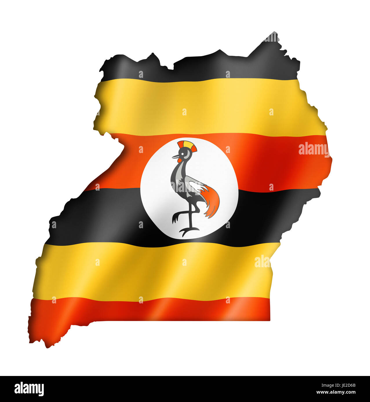 Uganda-Flagge abzubilden, drei dimensionalen Render, isoliert auf weiss ...