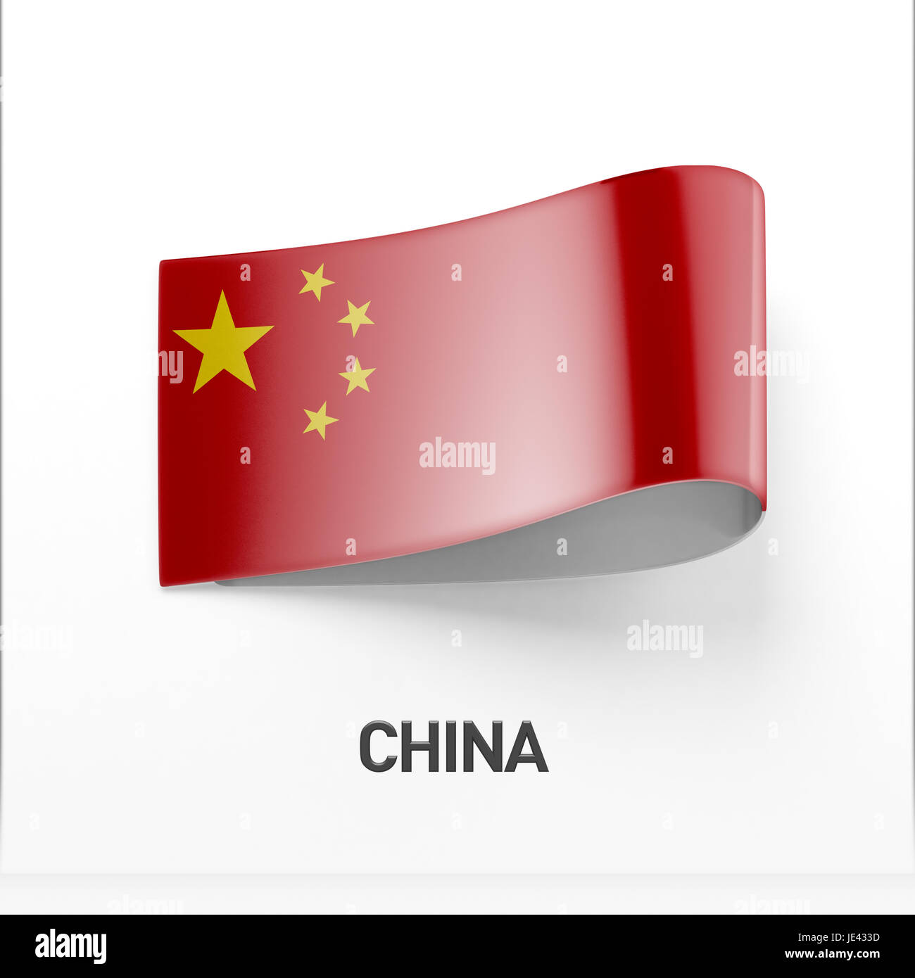 China-Flagge isoliert auf weißem Hintergrund Stockfotografie - Alamy