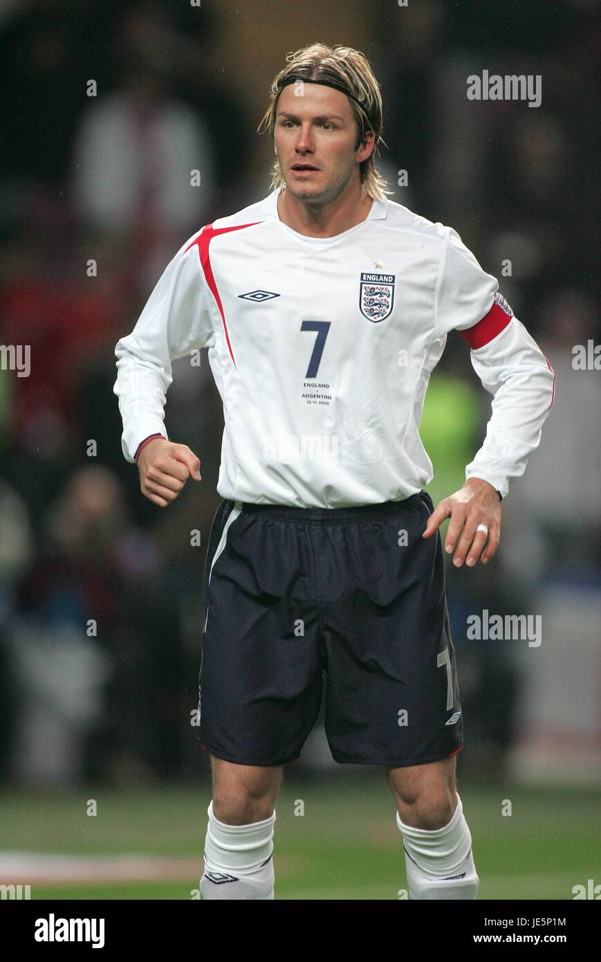 DAVID BECKHAM ENGLAND & REAL MADRID CF STADE DE GENEVE Schweiz 12. November 2005 Stockfotografie ...