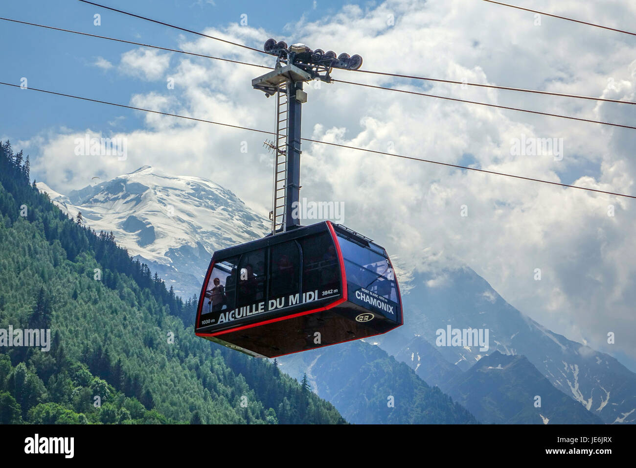 Seilbahn Aiguille du Midi Chamonix Stockfotografie - Alamy