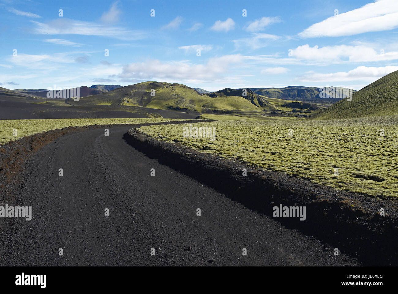 Island, Vulkan Gebiet Lakagigar, Vulkan Laki, Straße Stockfotografie ...