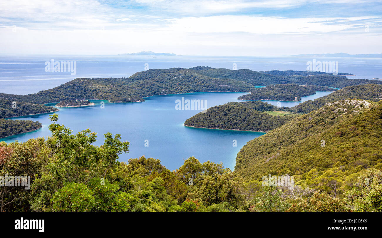 Meer See von Veliko Jezero und Str. Marys Insel auf der Insel Mljet ...