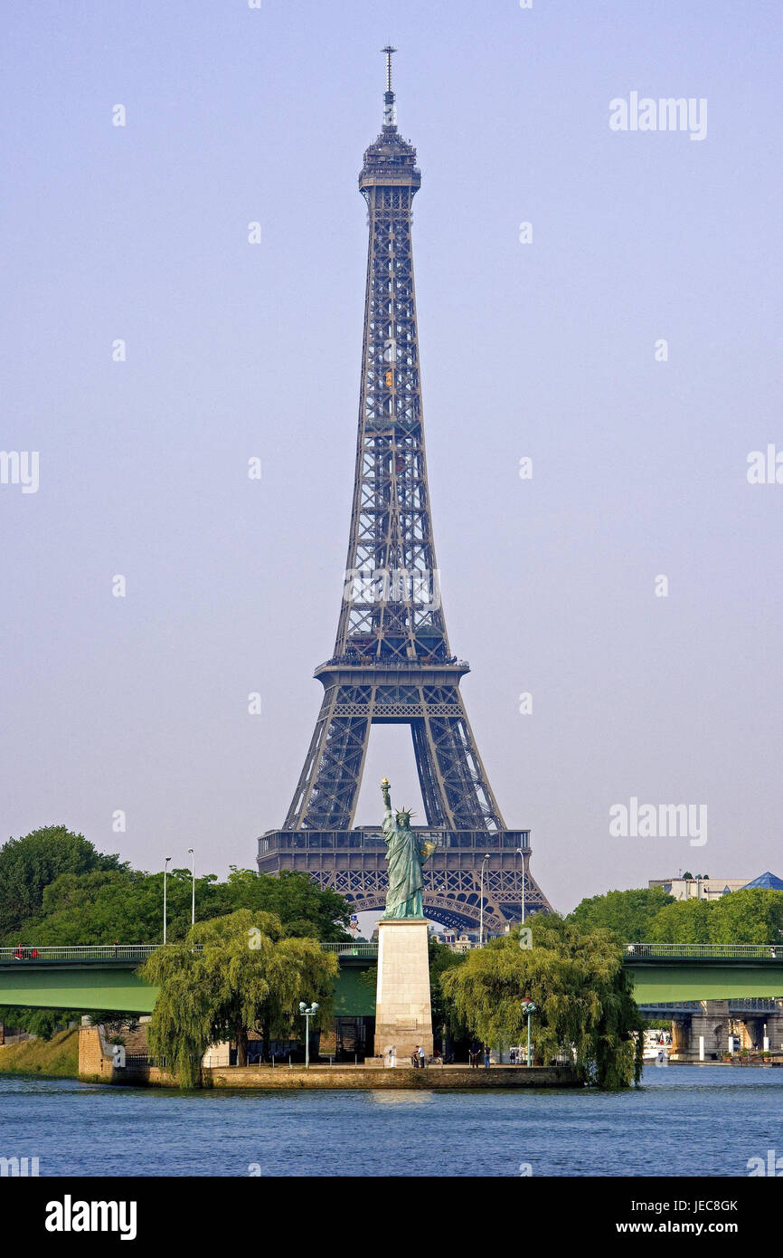 Frankreich, Paris, Eiffelturm, Freiheitsstatue, Tourist, Hauptstadt ...