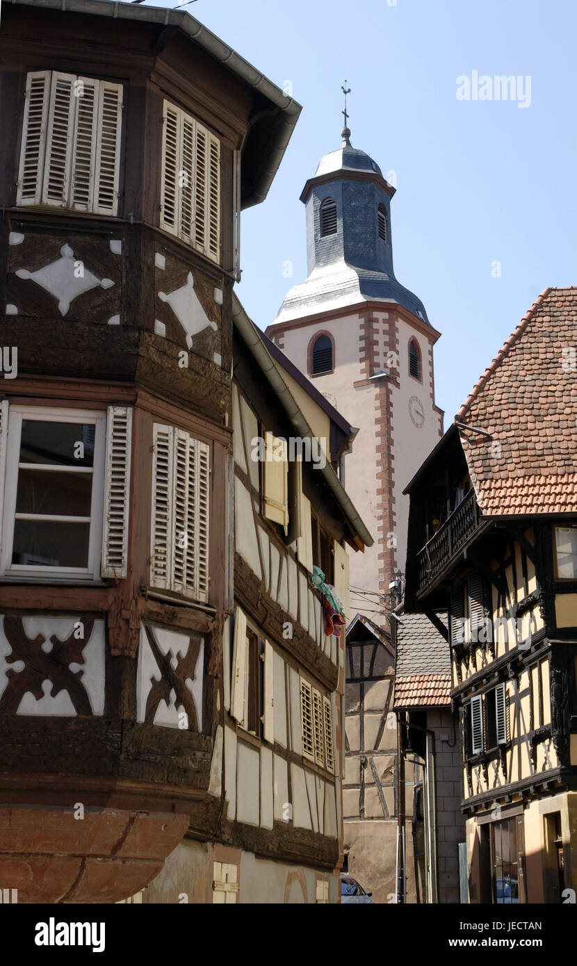 Frankreich, Elsass, Bas-Rhin, Bouxwiller, Fachwerkhäuser, Detail, Erker ...