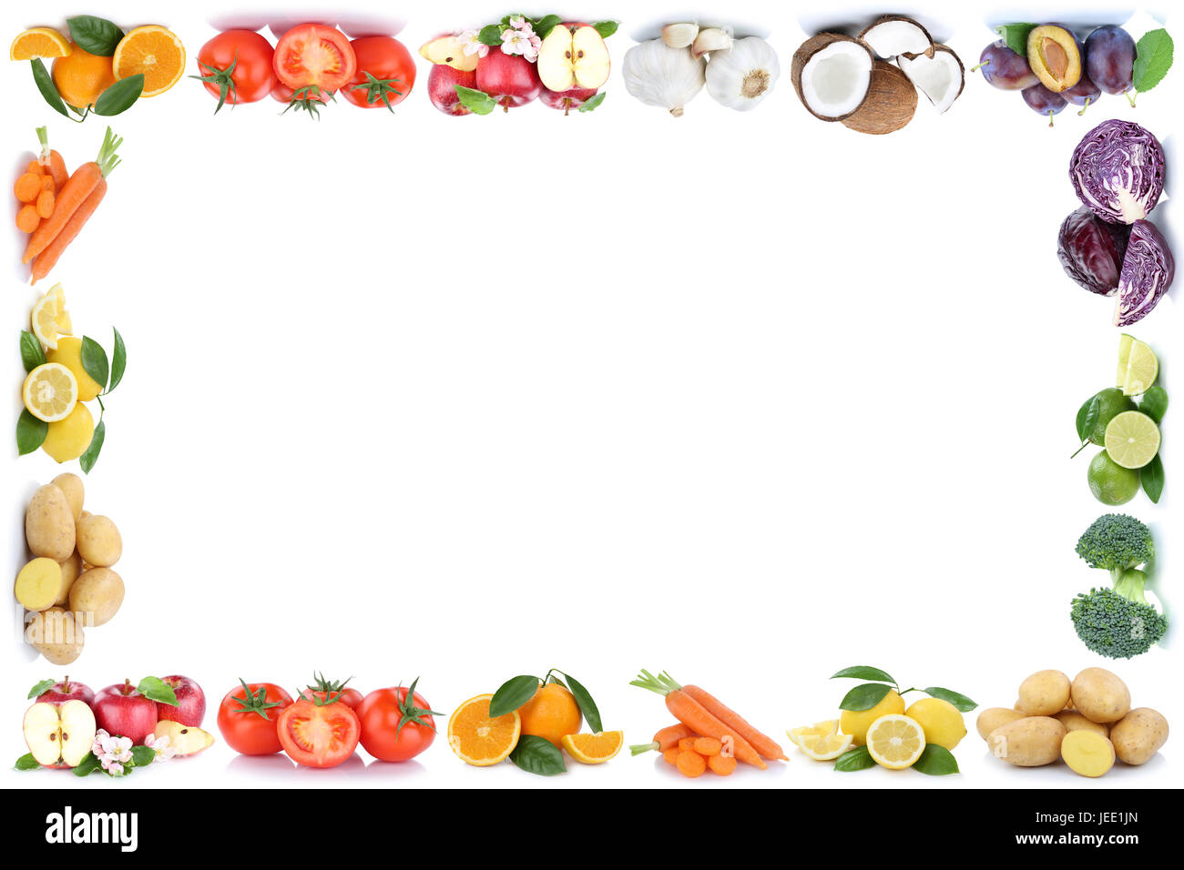 Obst und Gemüse Rahmen Äpfel Orangen Tomaten Gemüse essen Exemplar ...