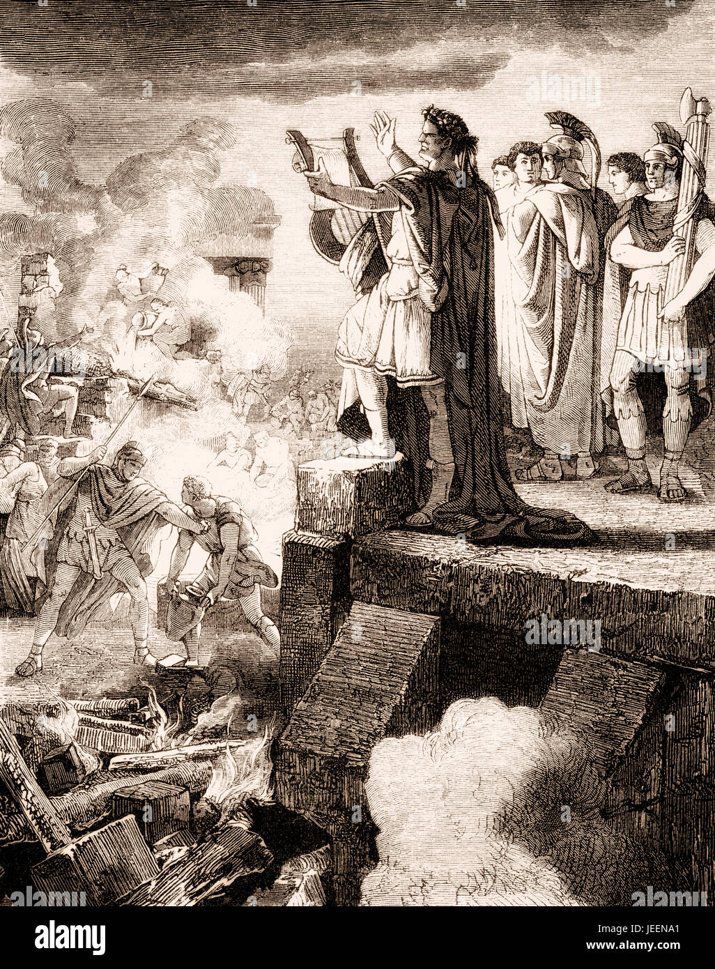 Römische Kaiser Nero Claudius Caesar und dem großen Brand Roms 64 n ...