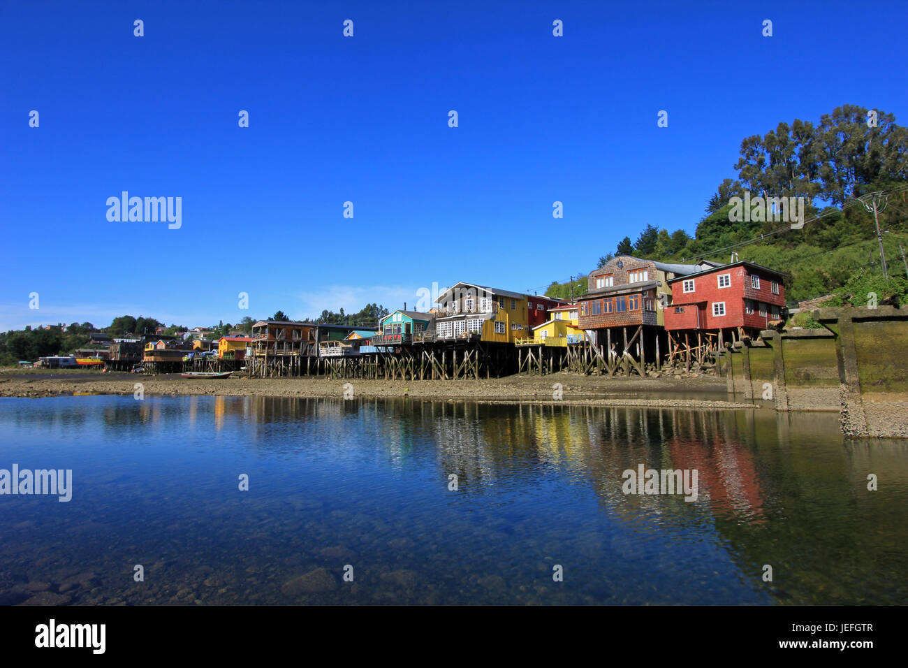 Palafito Häuser auf Stelzen in Castro, Chiloé Insel, Patagonien, Chile ...