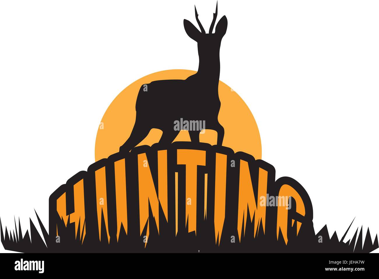 Jagd und Jäger Club Symbol Logo mit Hirsch und Pistole Stock ...