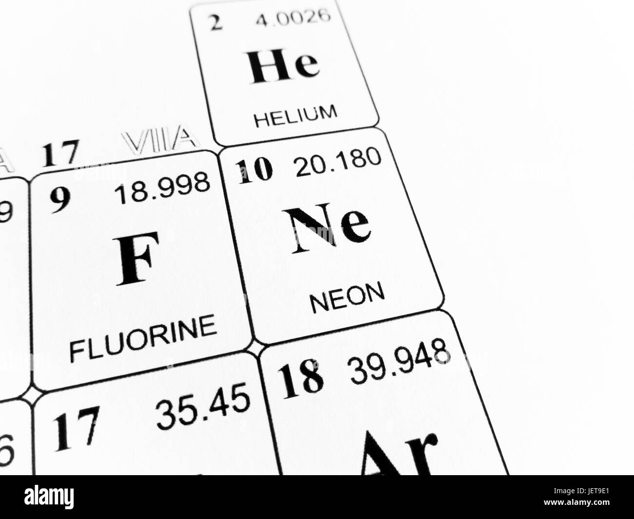 Neon auf das Periodensystem der Elemente Stockfotografie - Alamy