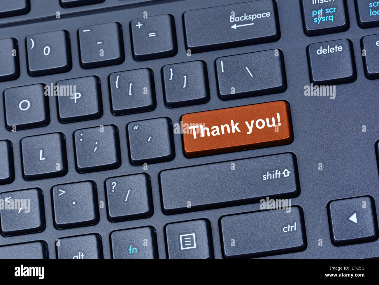 Computer keyboard with thank you key -Fotos und -Bildmaterial in hoher ...