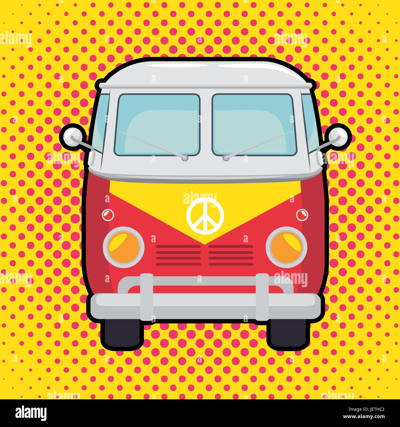 bunte Hippie-Bus cartoon Stock-Vektorgrafik - Alamy