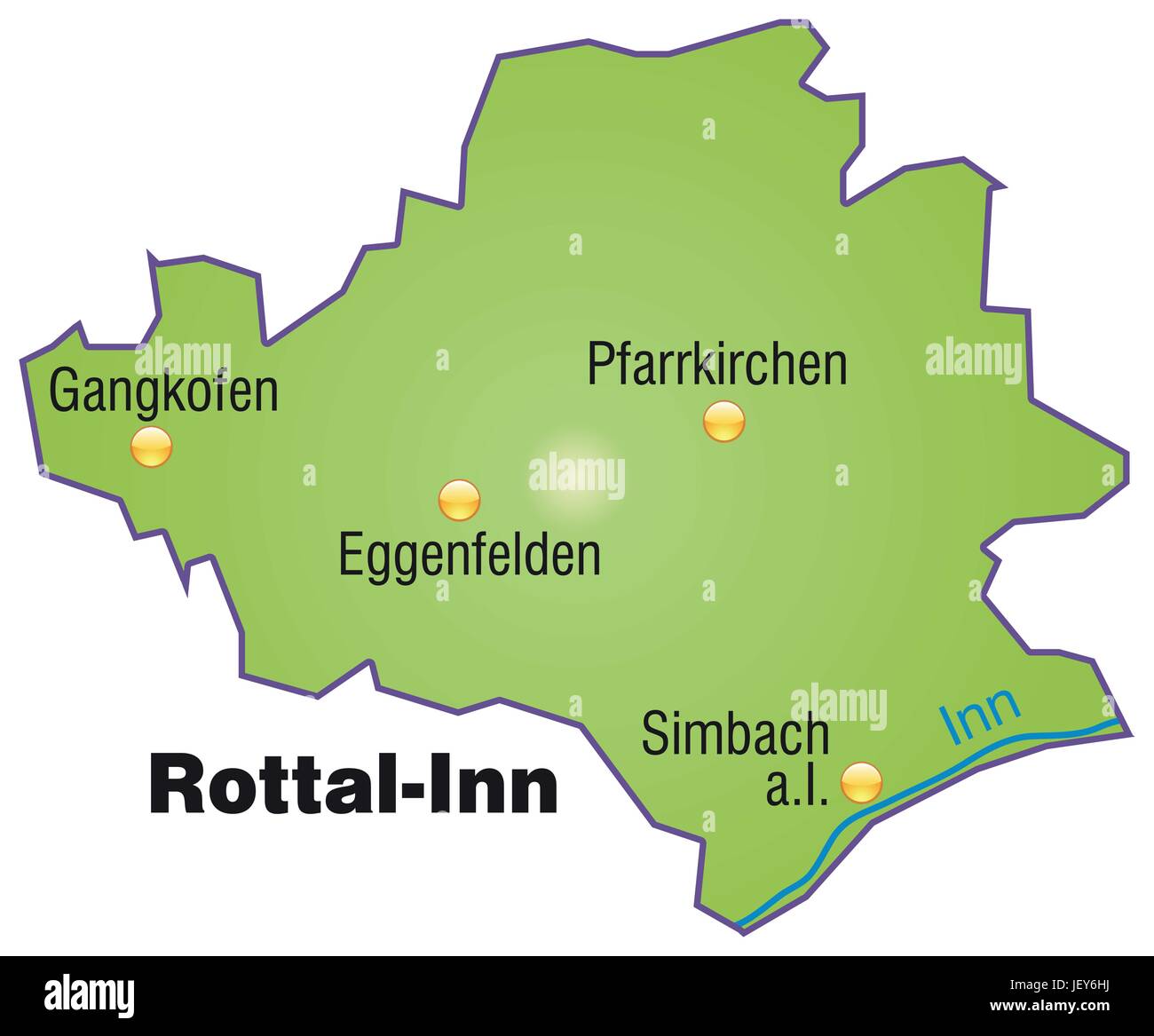 Karte von rottal-inn als Karte in Grün Stock-Vektorgrafik - Alamy