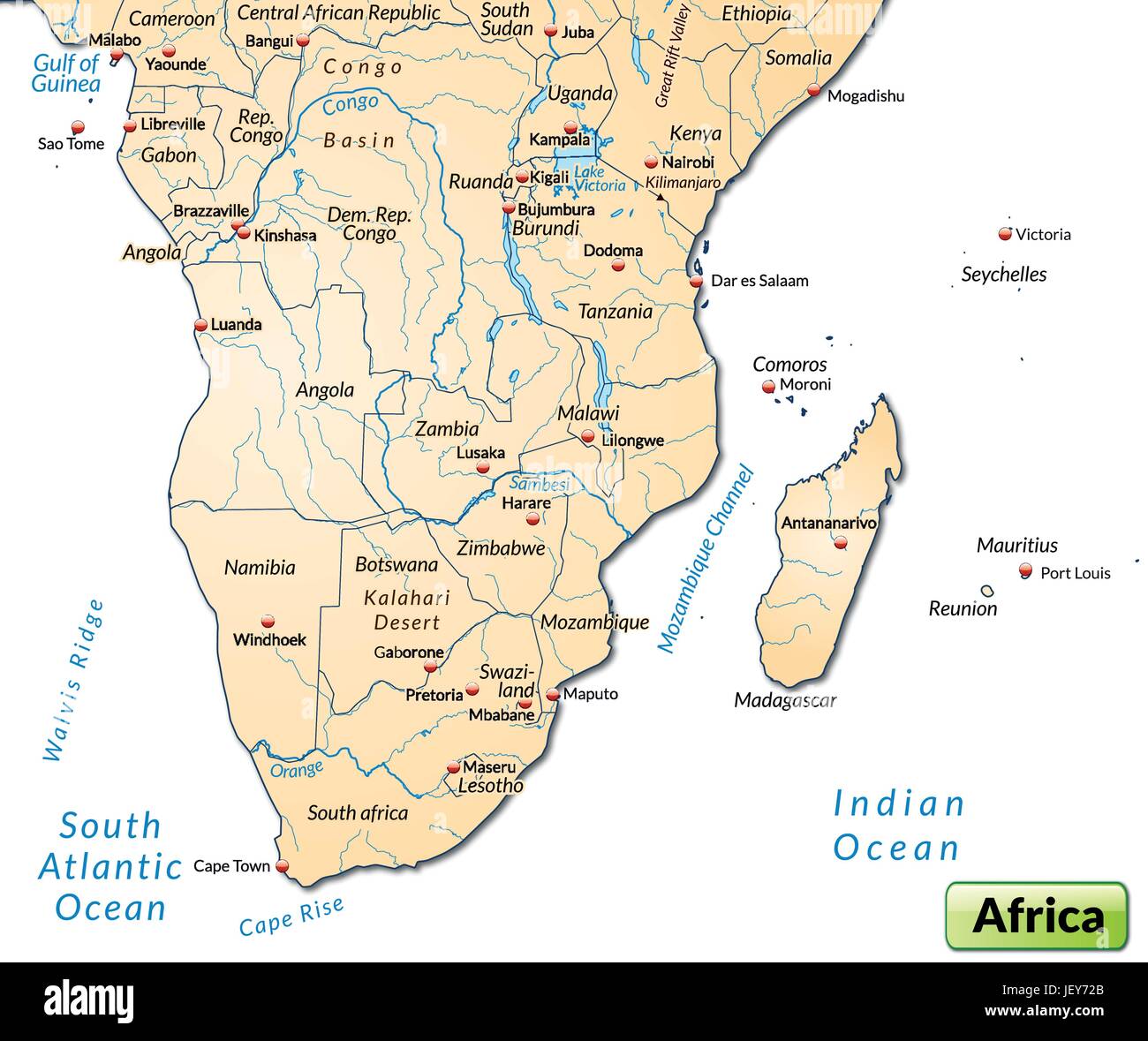 Afrika, Gliederung, Grenzen, Atlas, Karte, Karte der Welt, Karte ...