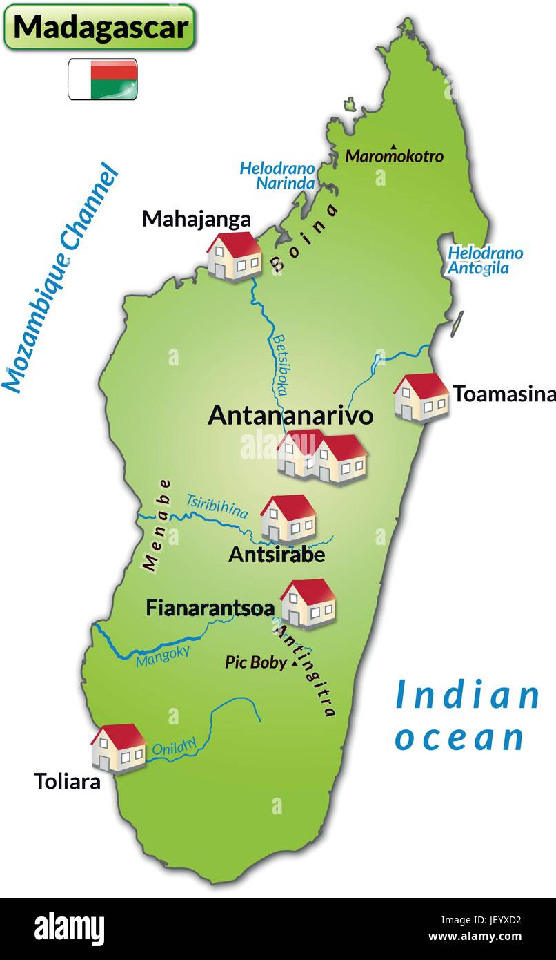 Karte von Madagaskar als Infografik in grün Stock-Vektorgrafik - Alamy